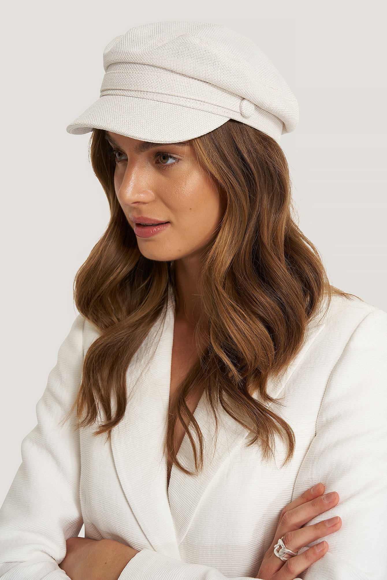 Canvas Baker Boy Cap Offwhite | na-kd.com