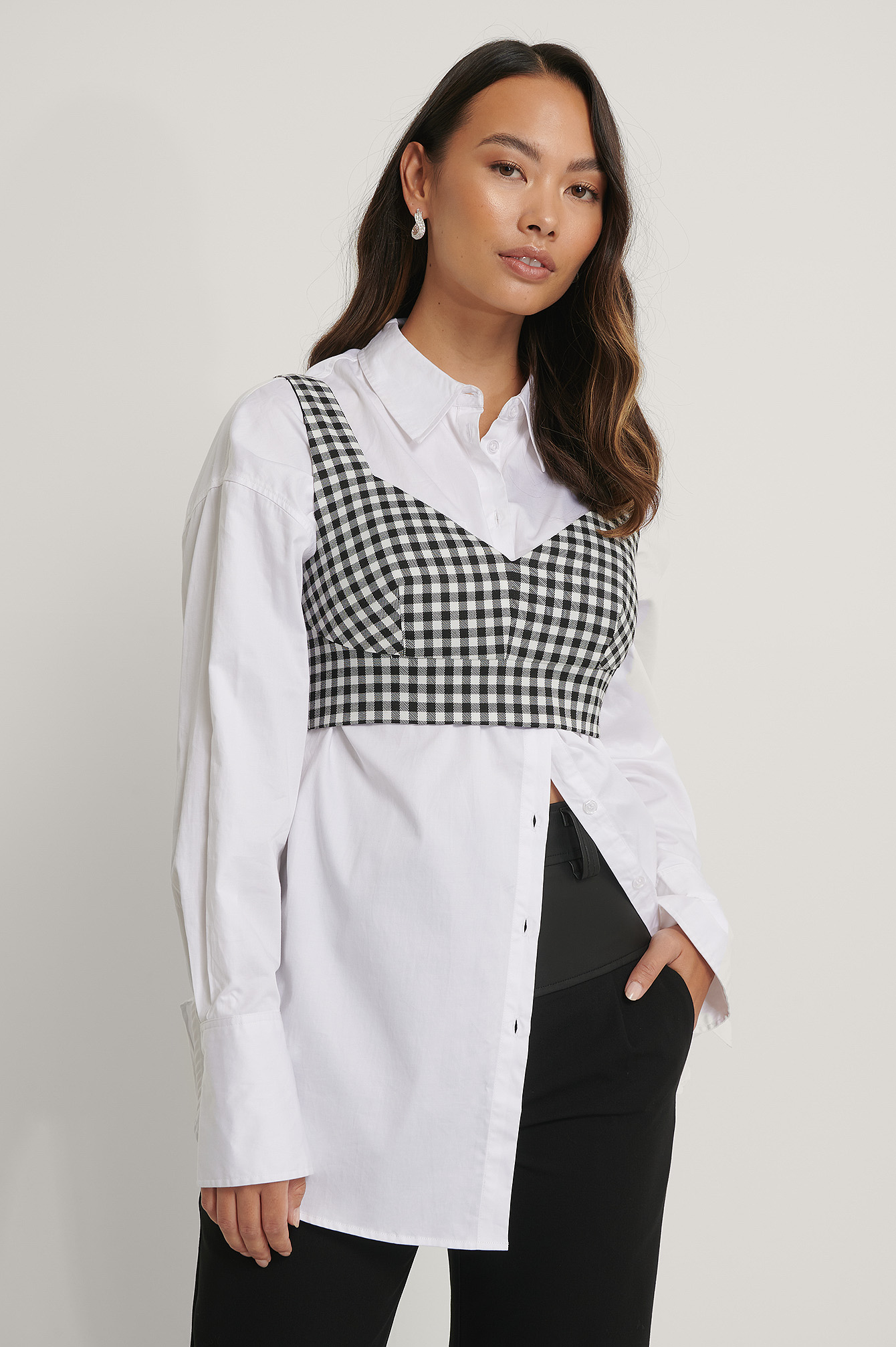 Check Tailored Cropped Top Checkered | na-kd.com