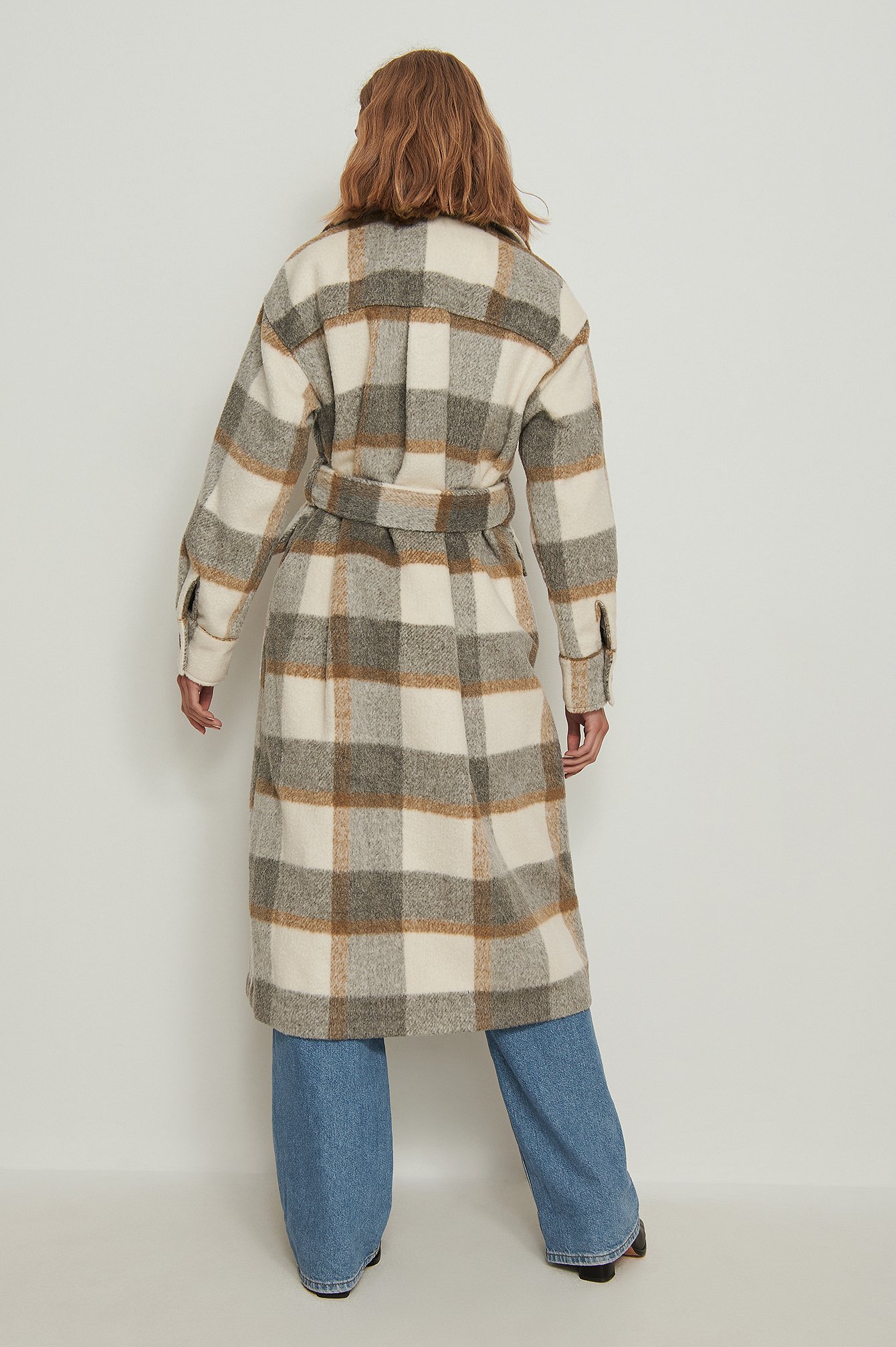 Checked Oversized Belted Coat Checkered | na-kd.com