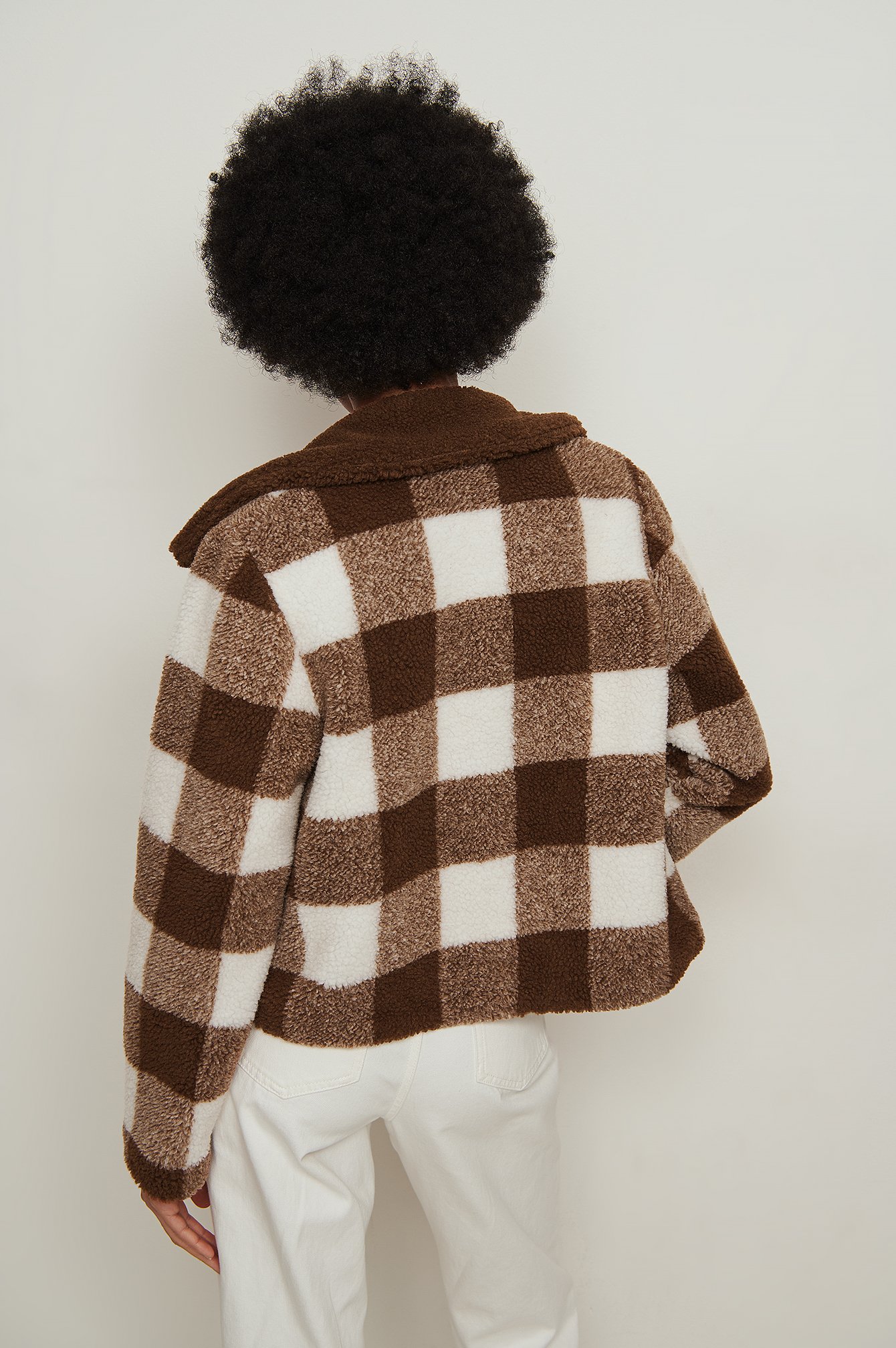 Recycled Checked Teddy Jacket Checkered | na-kd.com