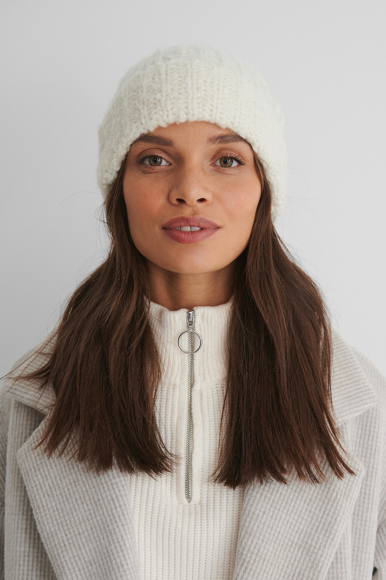 Chunky Alpaca Blend Beanie Offwhite | NA-KD