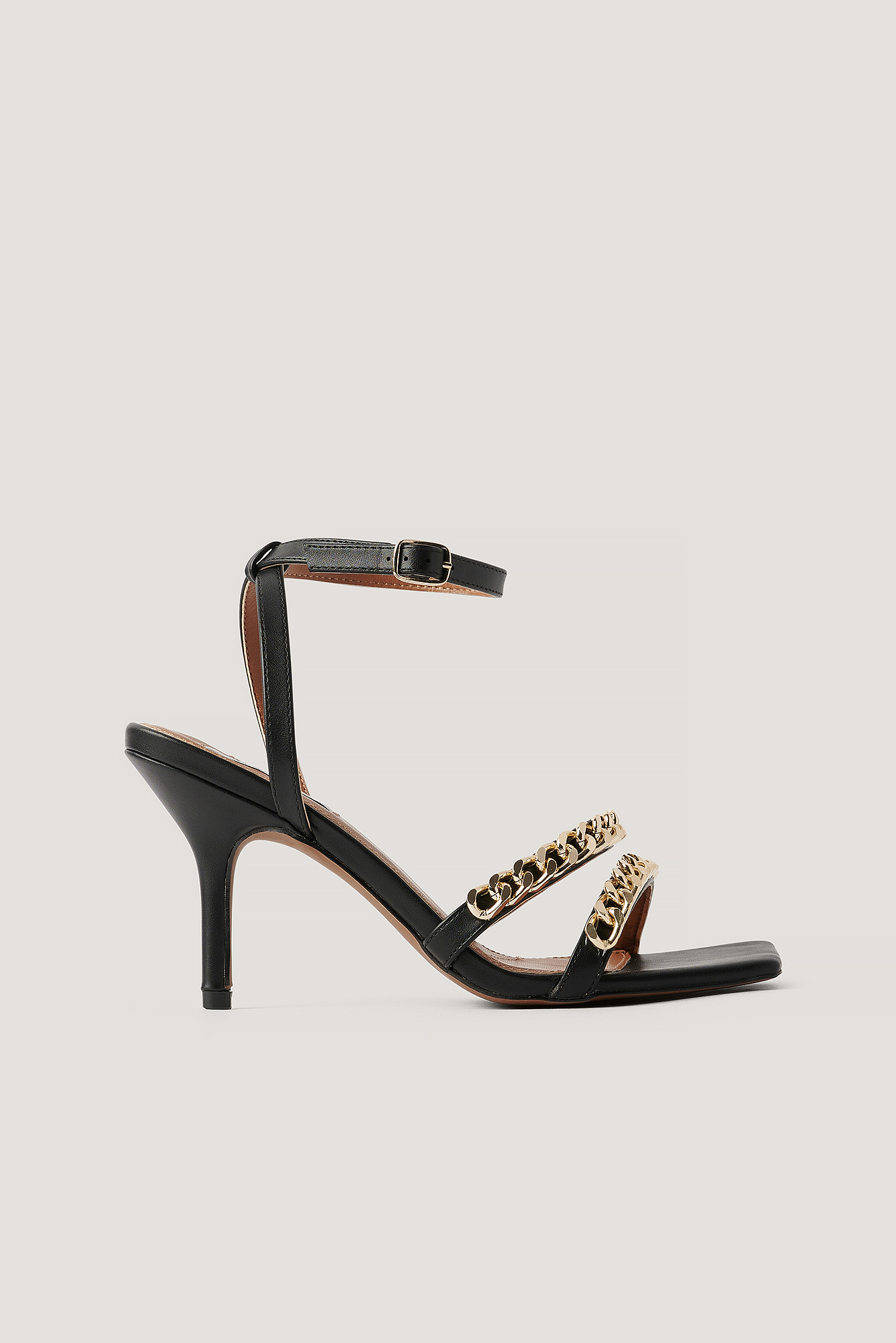Chunky Chain Strappy Heels Black | NA-KD