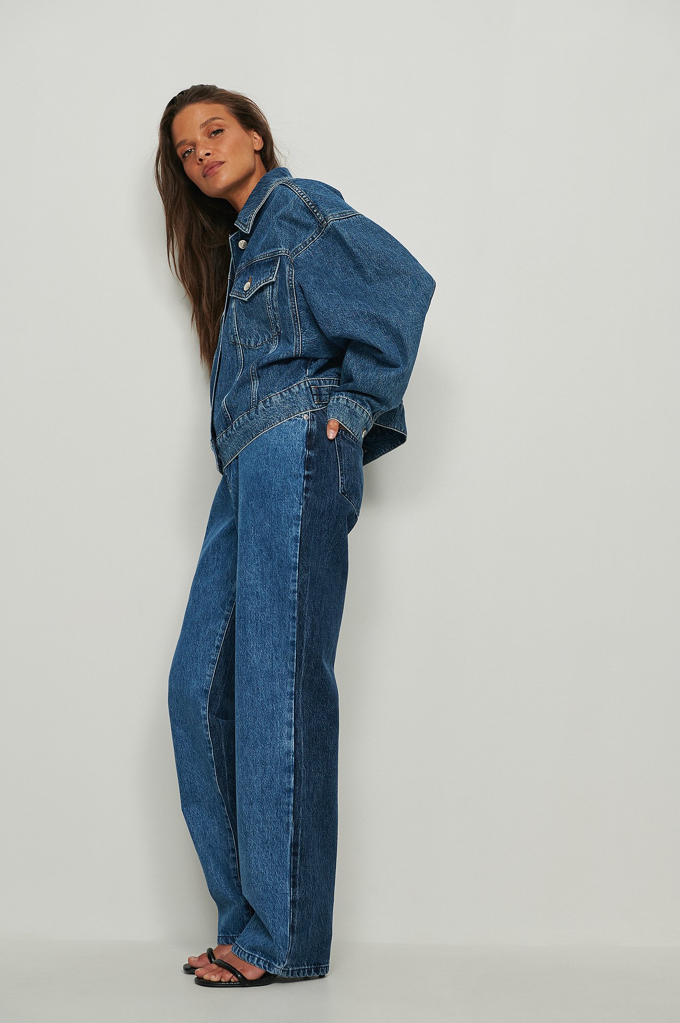 Color Block Wide Jeans Blue | na-kd.com