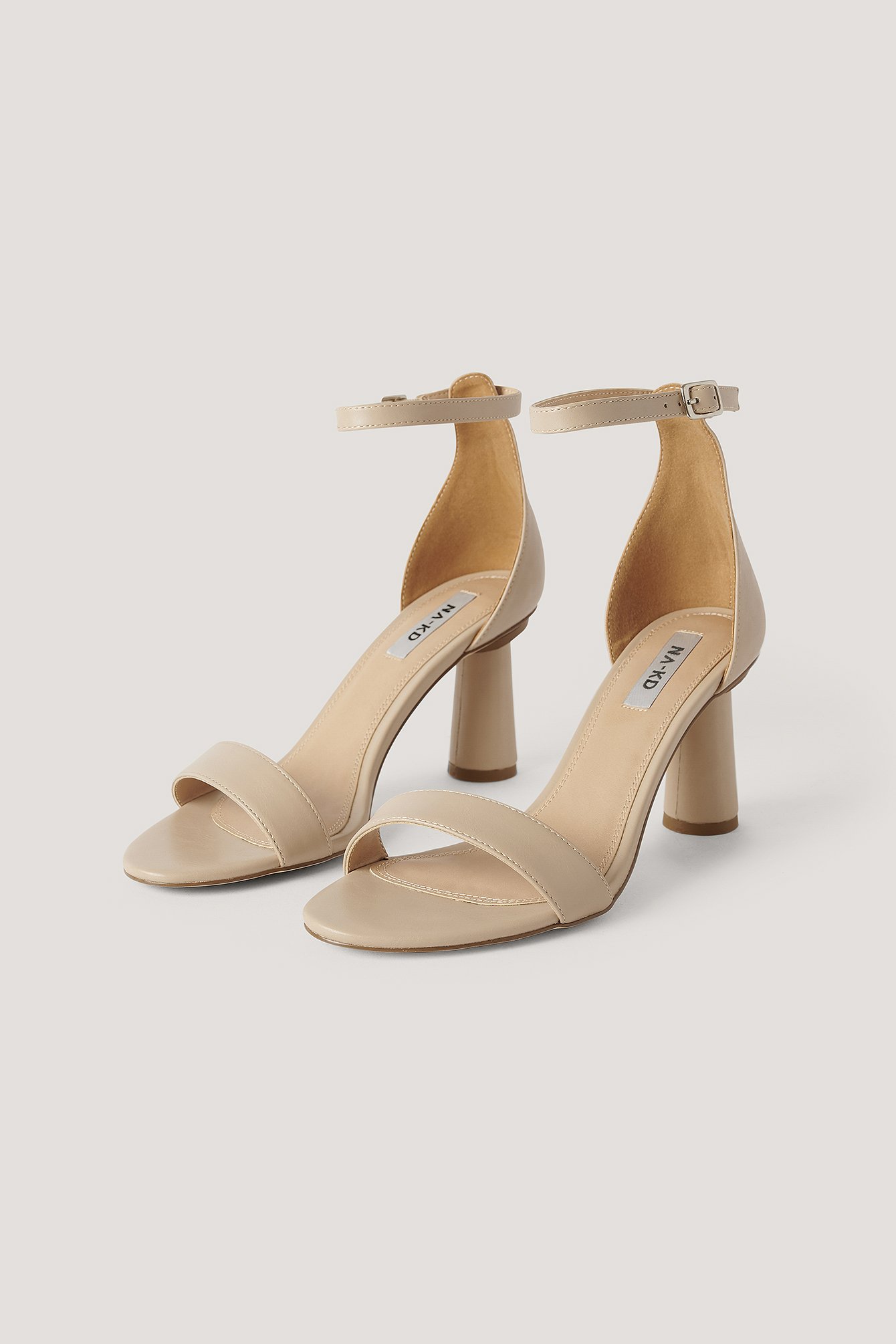 Cone Shape Strap Heels Beige | na-kd.com