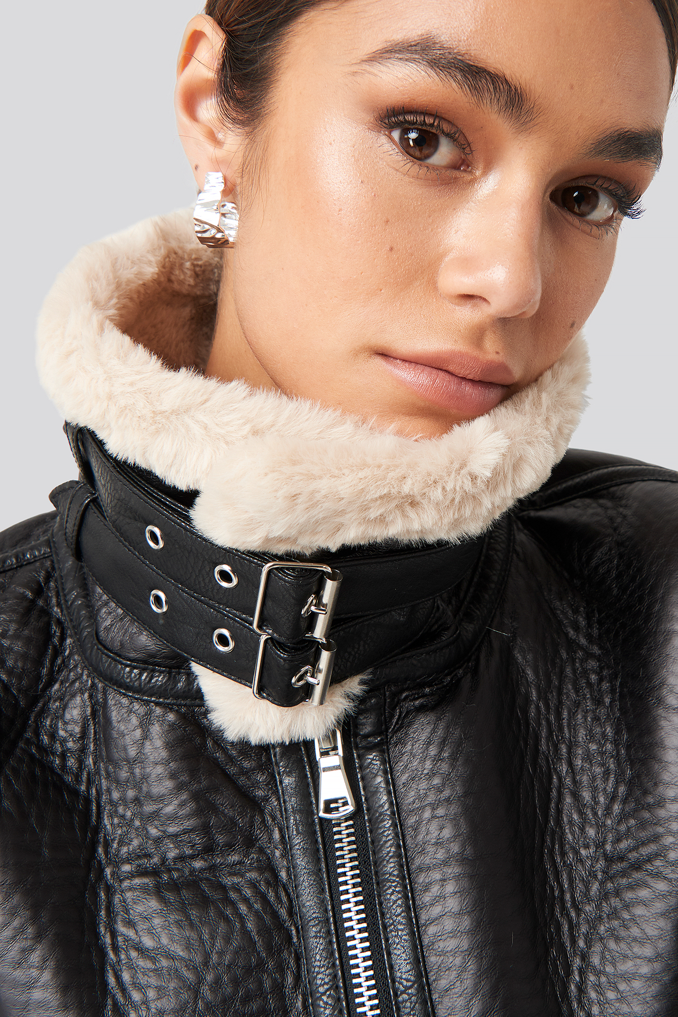 Contrast Bonded Aviator Jacket Black | na-kd.com