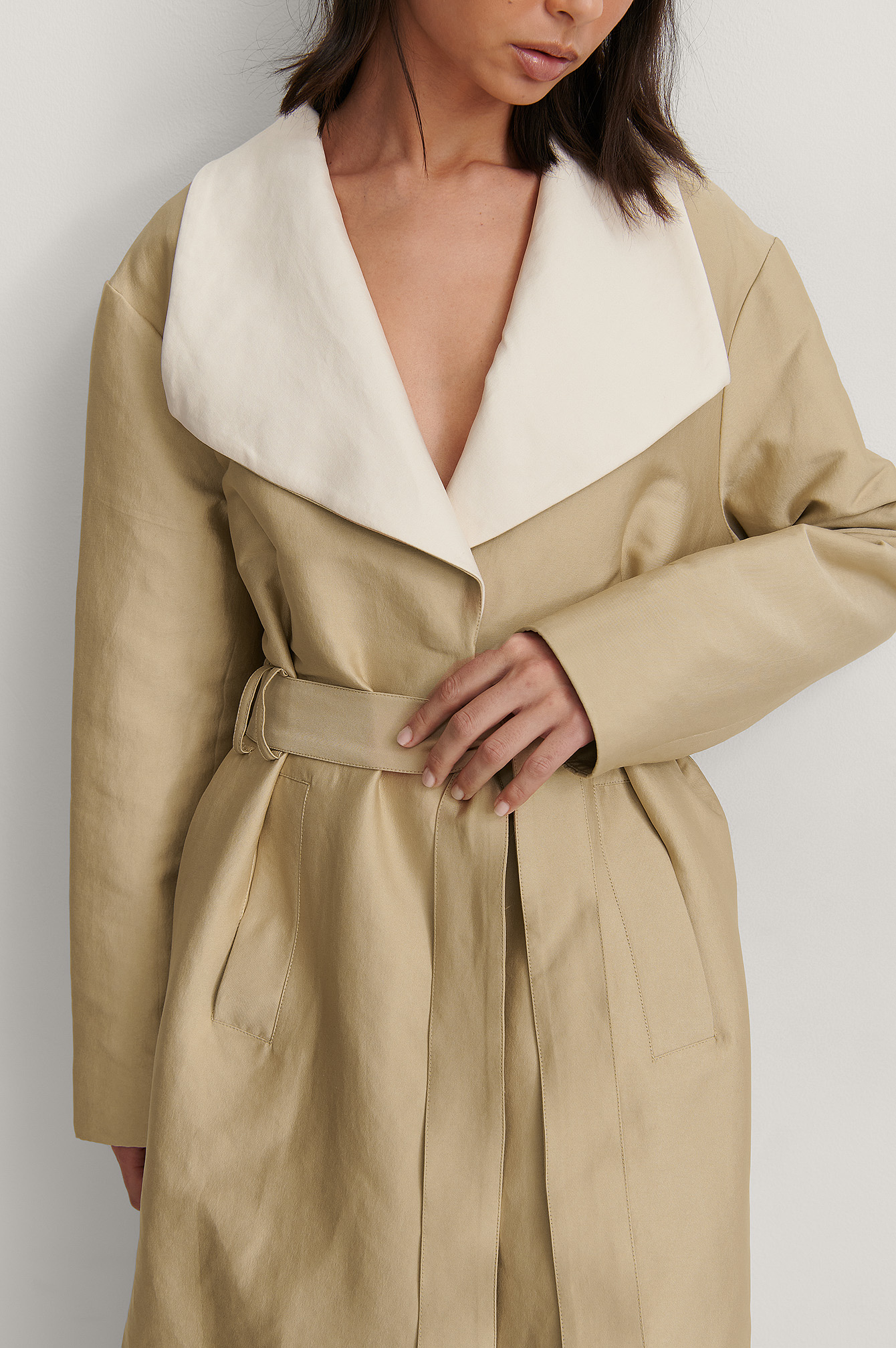 Contrast Color Trench Coat Beige | na-kd.com