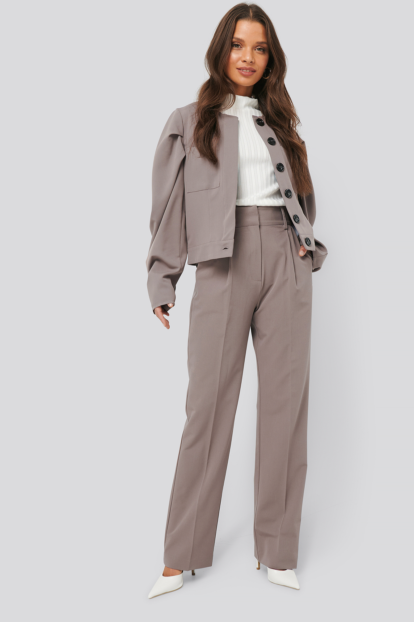 Creased High Rise Suit Pants Braun | na-kd.com