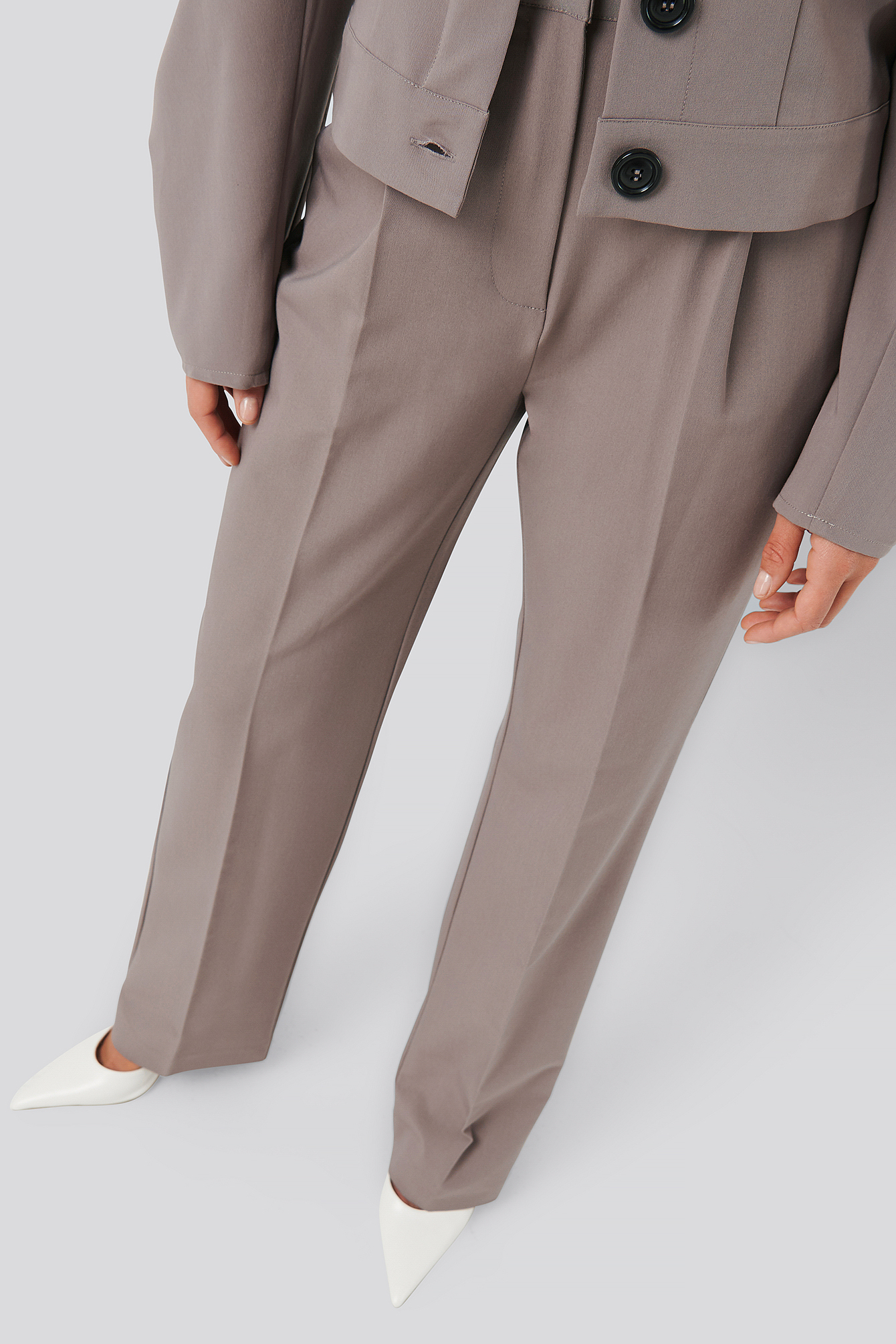 Creased High Rise Suit Pants Braun | na-kd.com