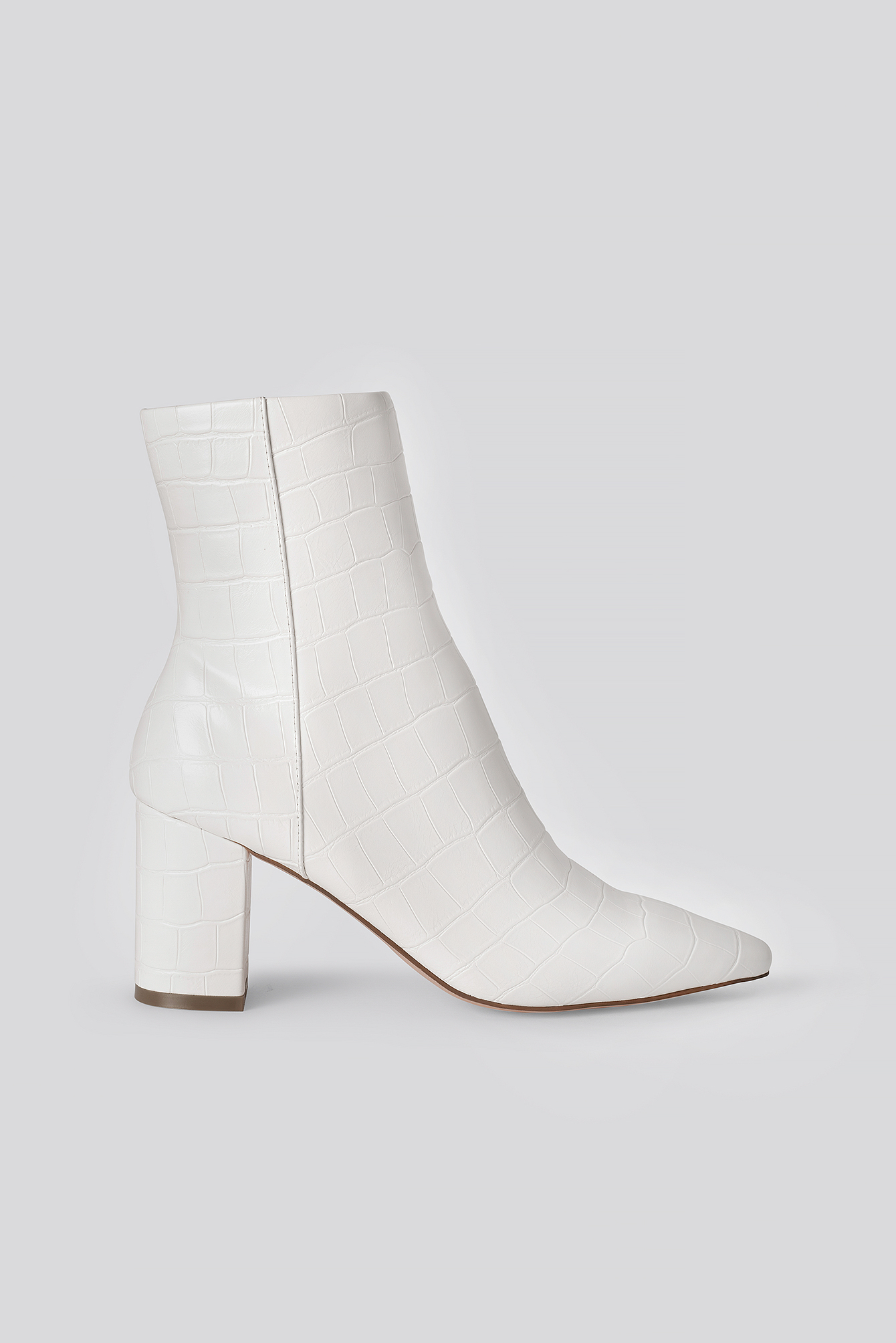 Croc Pointy Toe Half Boots Vit | NA-KD