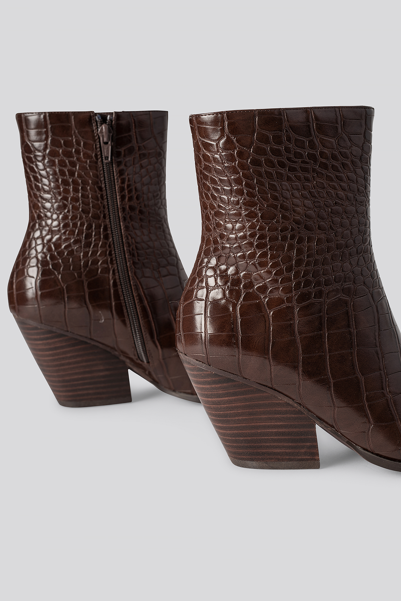 Croc Western Heel Pointy Boots Braun | na-kd.com