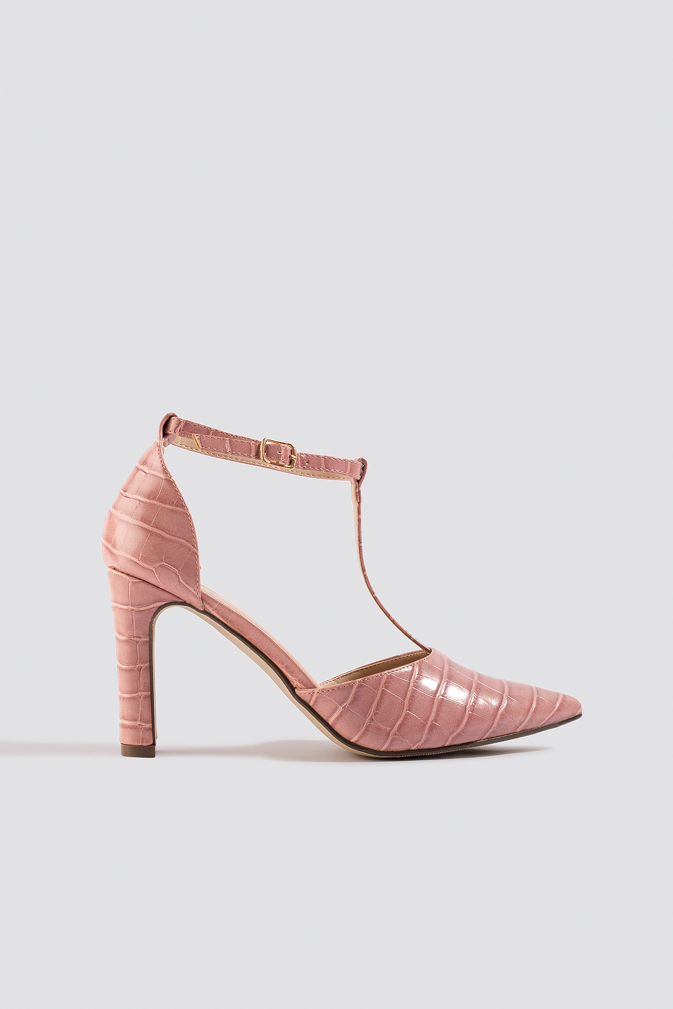Croco T Bar Pumps Rosa | NA-KD