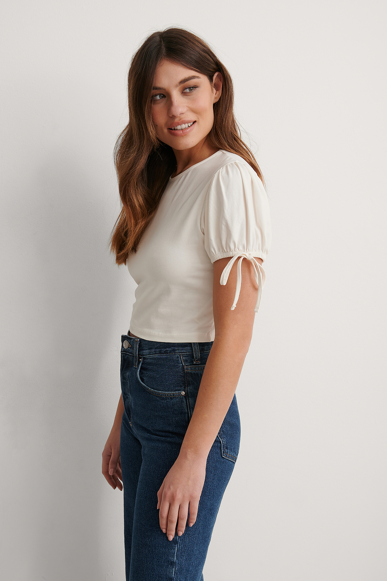 Ribbed Henley Top White | na-kd.com