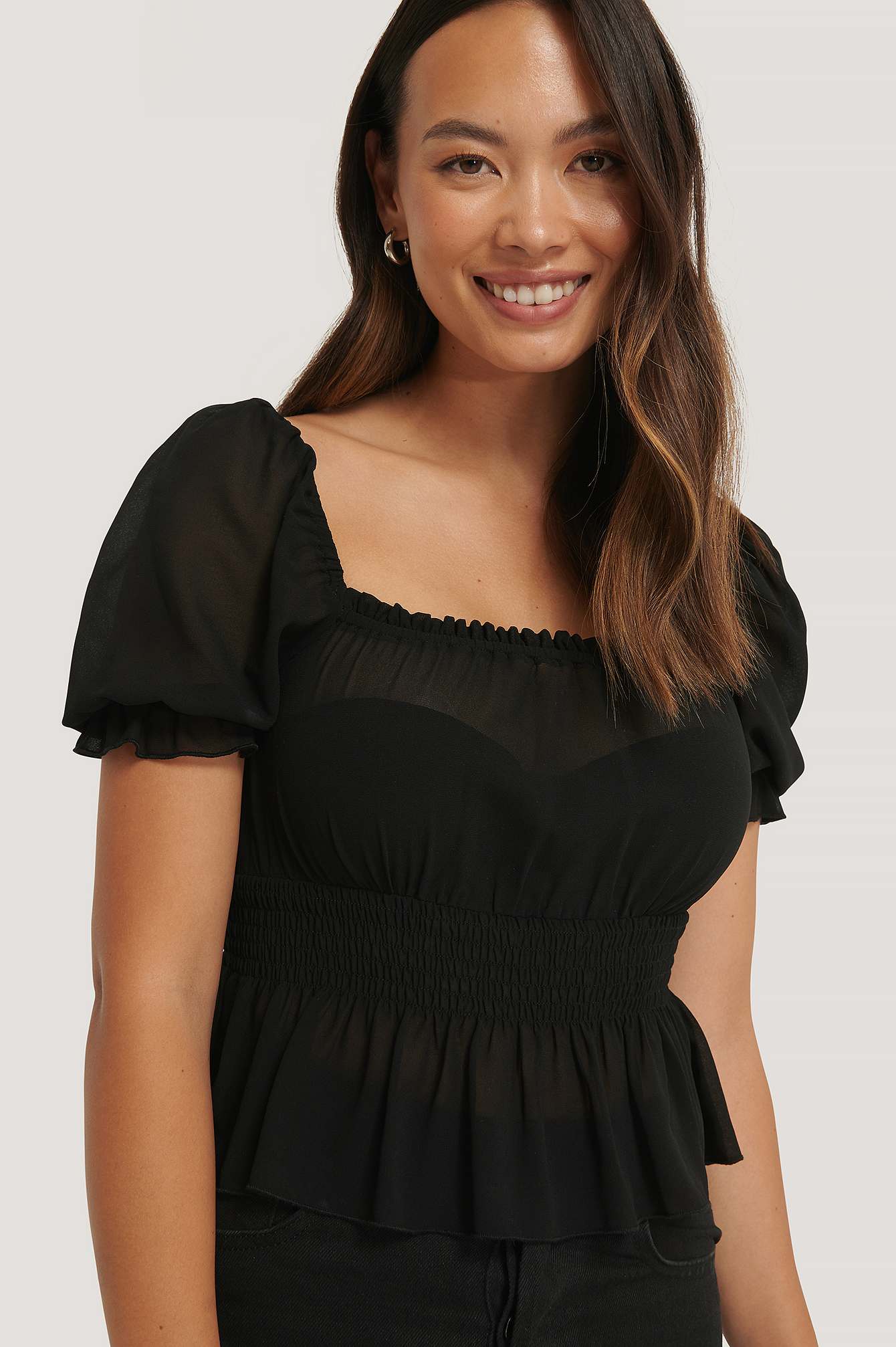 Kort Smock-Topp Svart | NA-KD