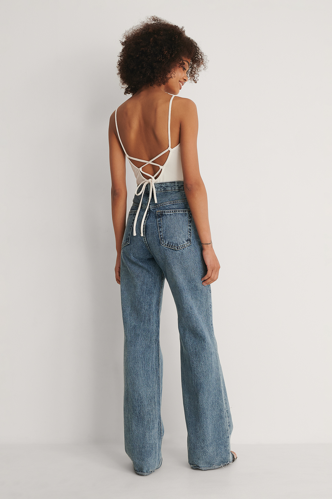 Recycled Cross Back Rib Body Offwhite | na-kd.com
