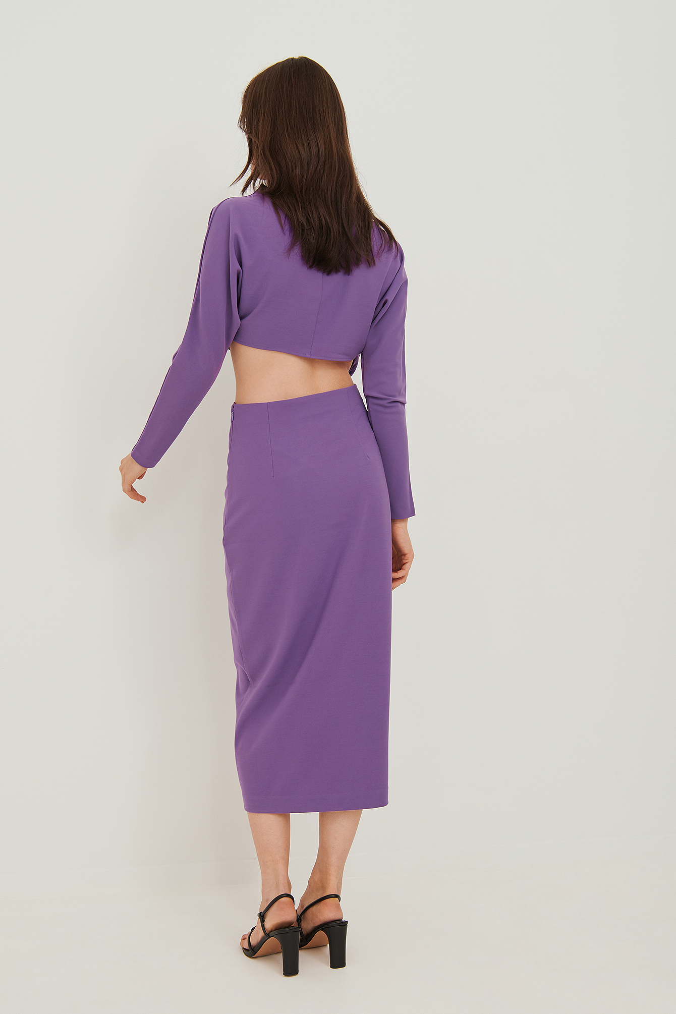 Midi wikkeljurk met cut-out Paars | na-kd.com