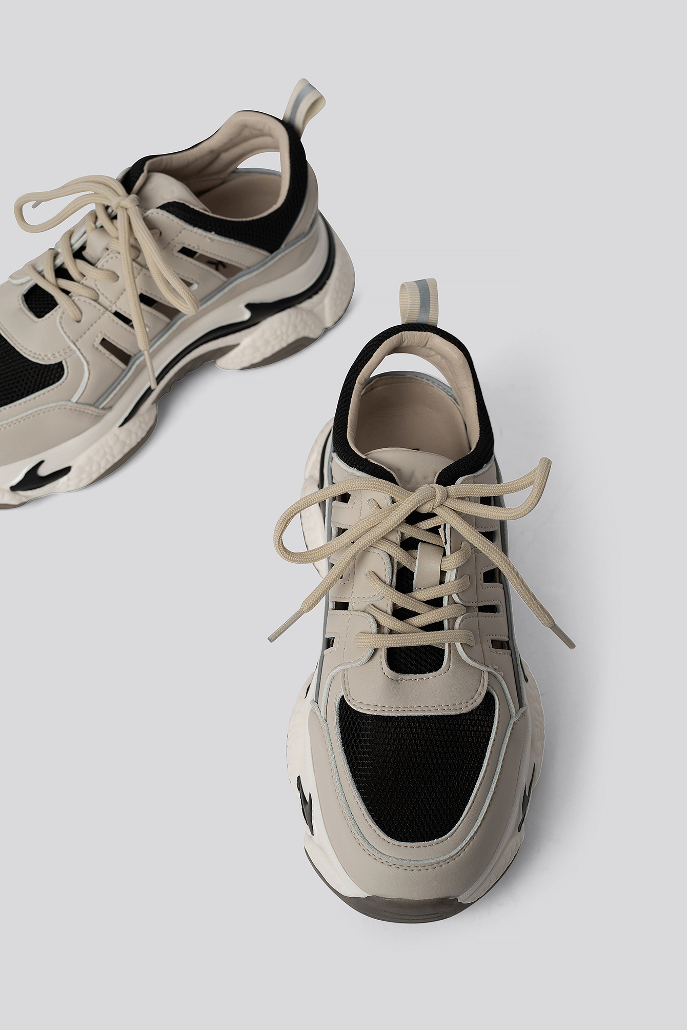 Cut Out Chunky Trainers Beige | na-kd.com