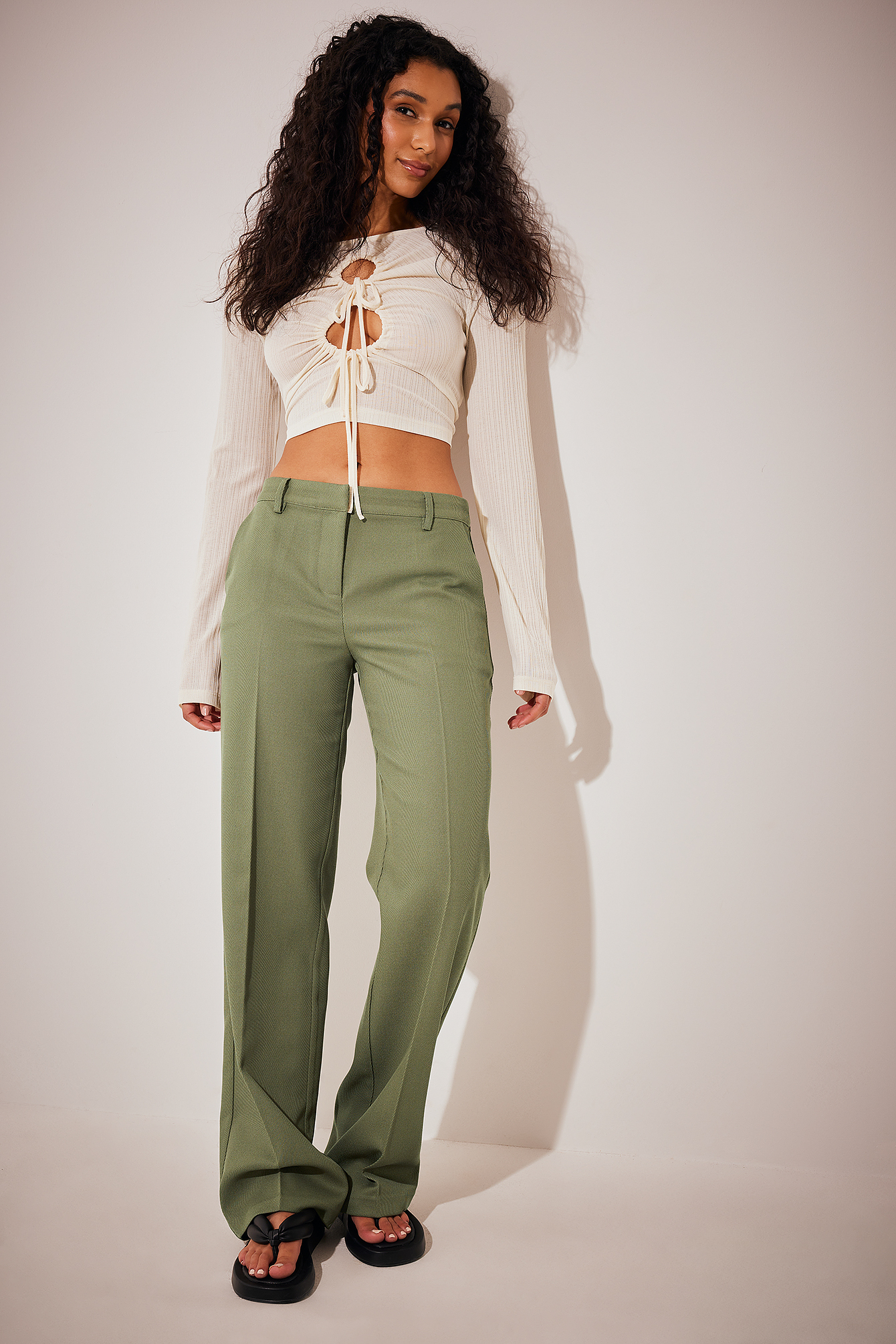 Cut Out Drawstring Top Offwhite | na-kd.com