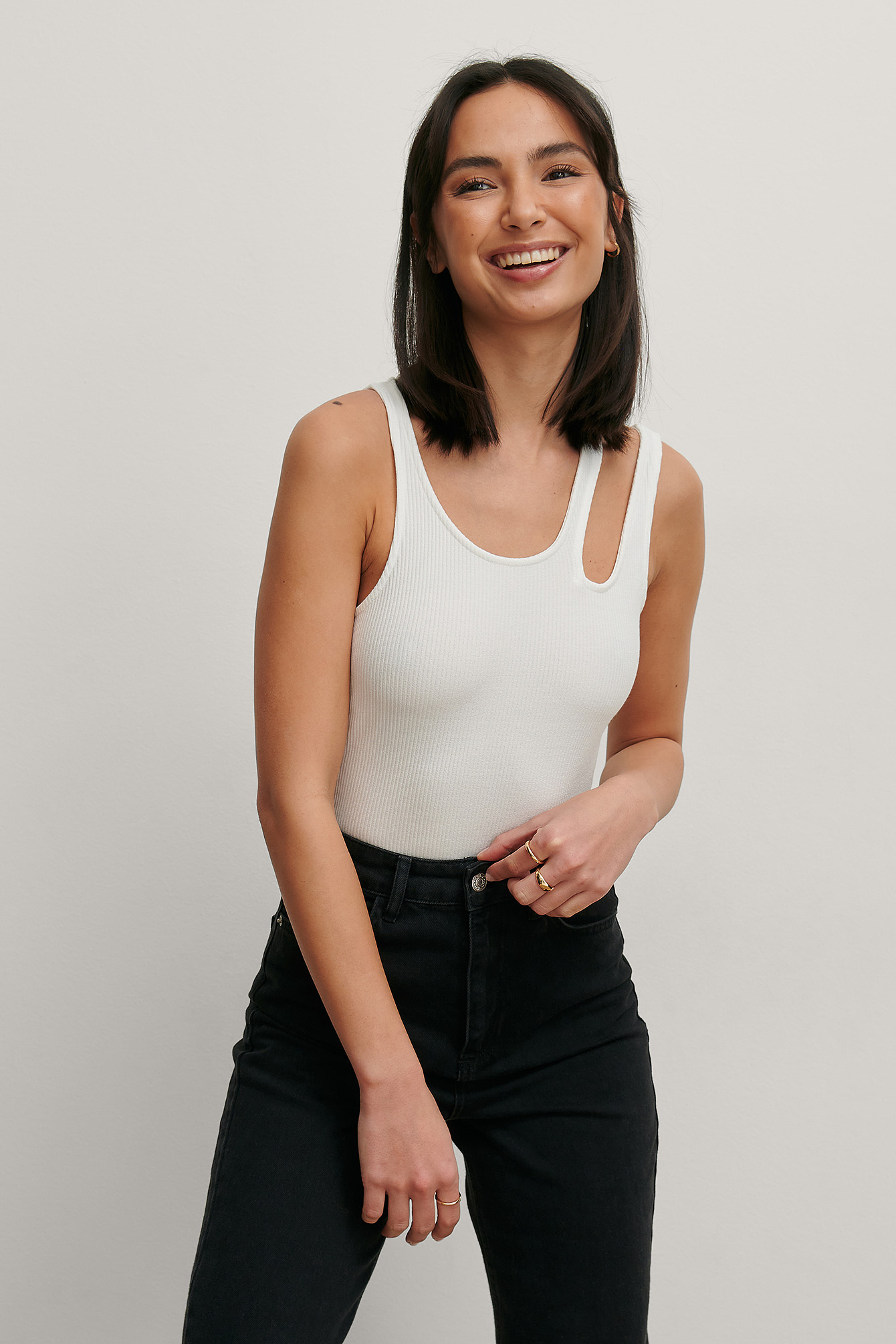 Cut Out Ribbed Body White | NA-KD