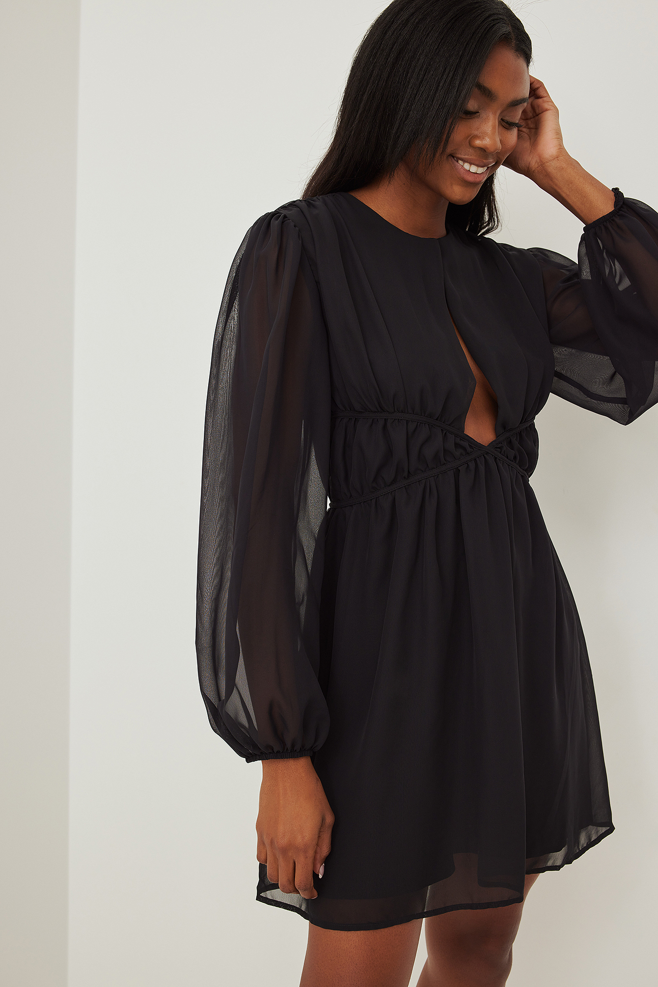 Cut Out Sheer Dress Black | na-kd.com