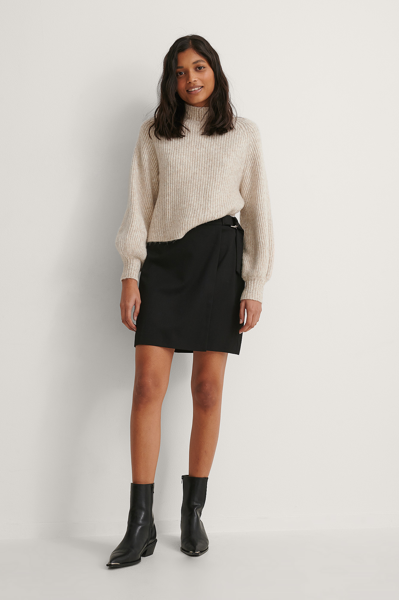 D Ring Overlap Mini Skirt Black Na Kd