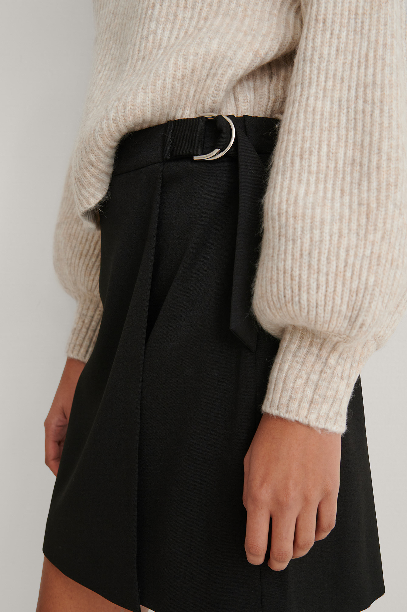 D Ring Overlap Mini Skirt Black Na