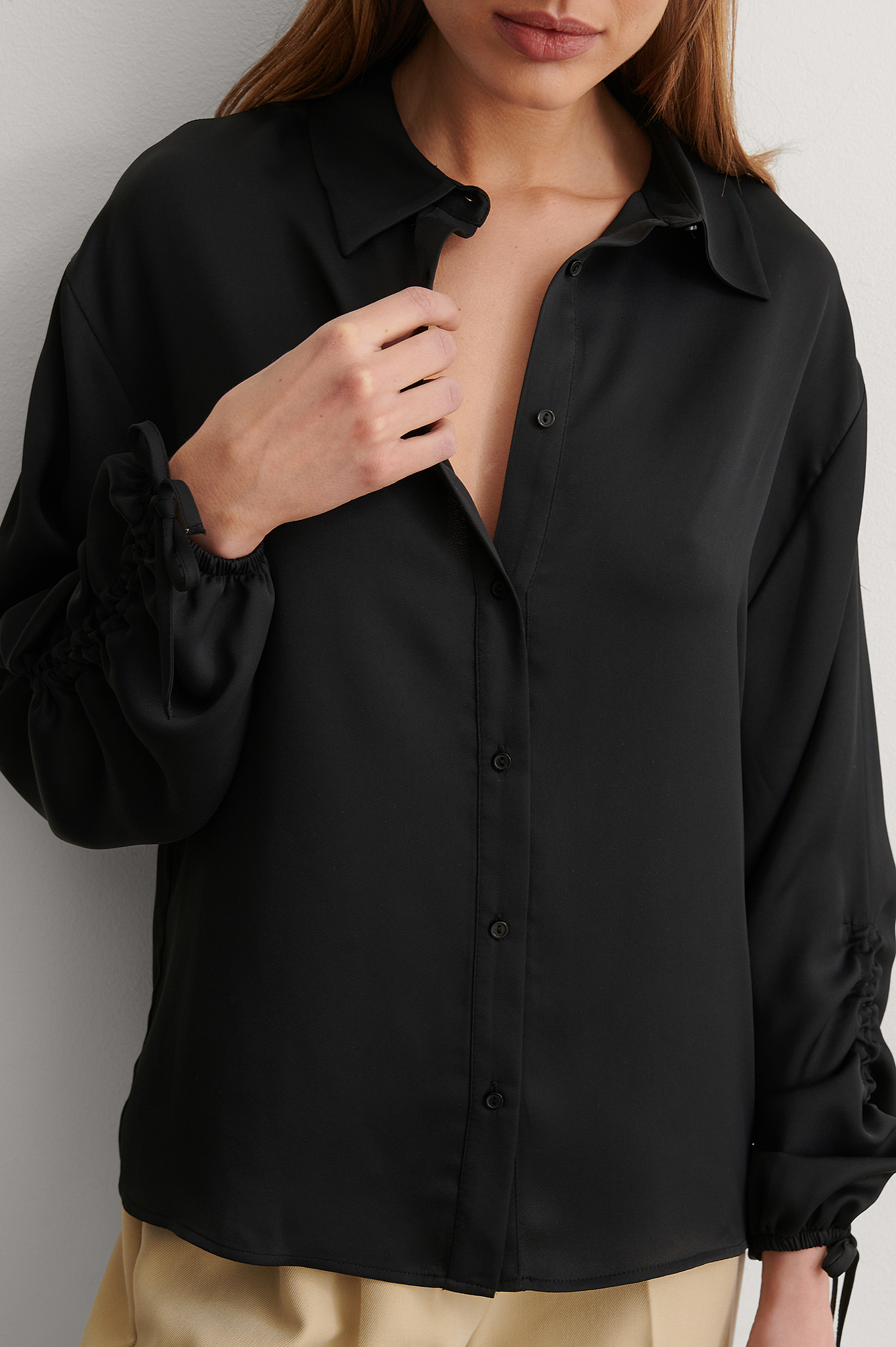 Detailed Sleeve Shirt Black | na-kd.com