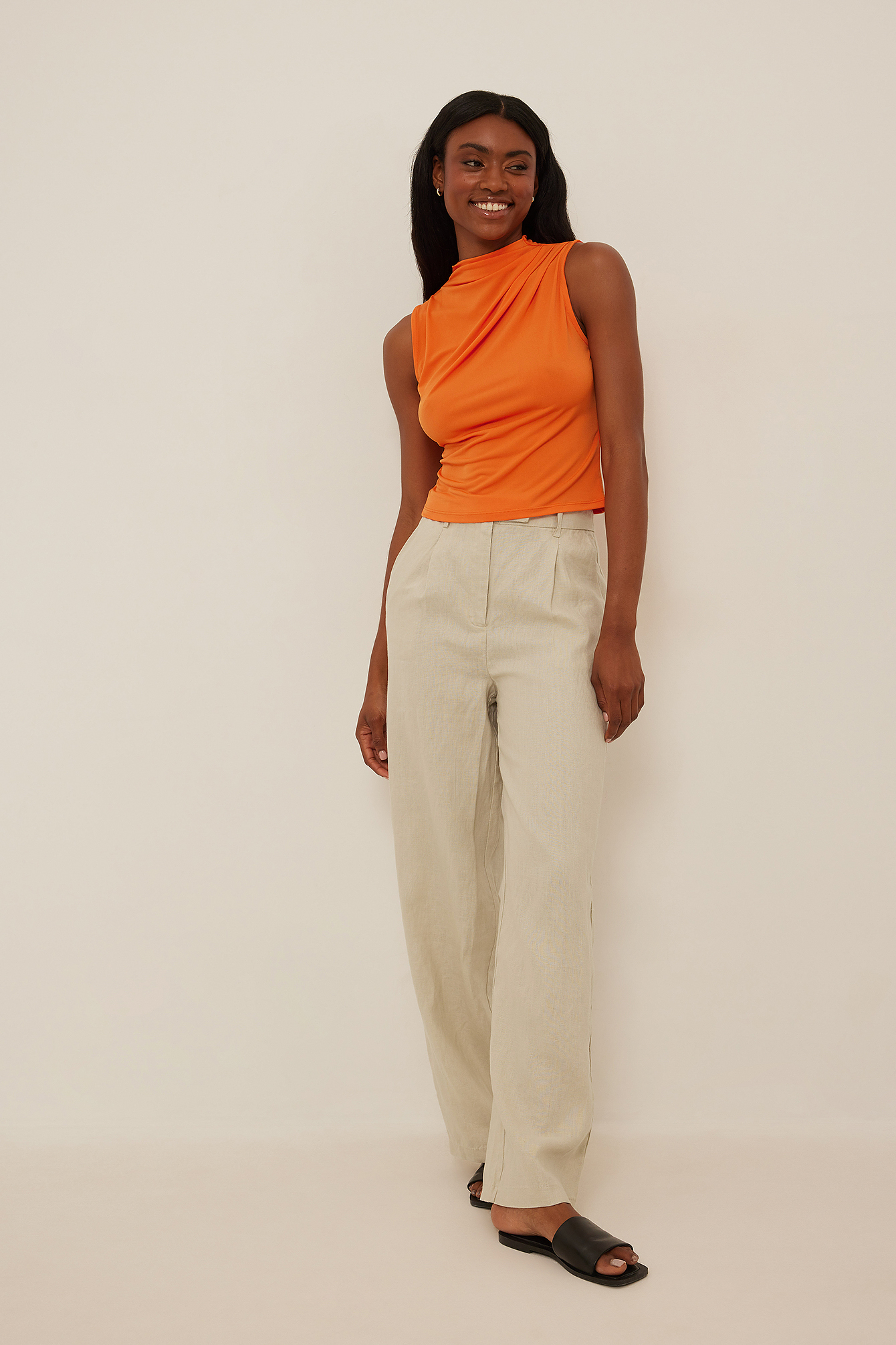 Draped Sleeveless Top Orange | na-kd.com