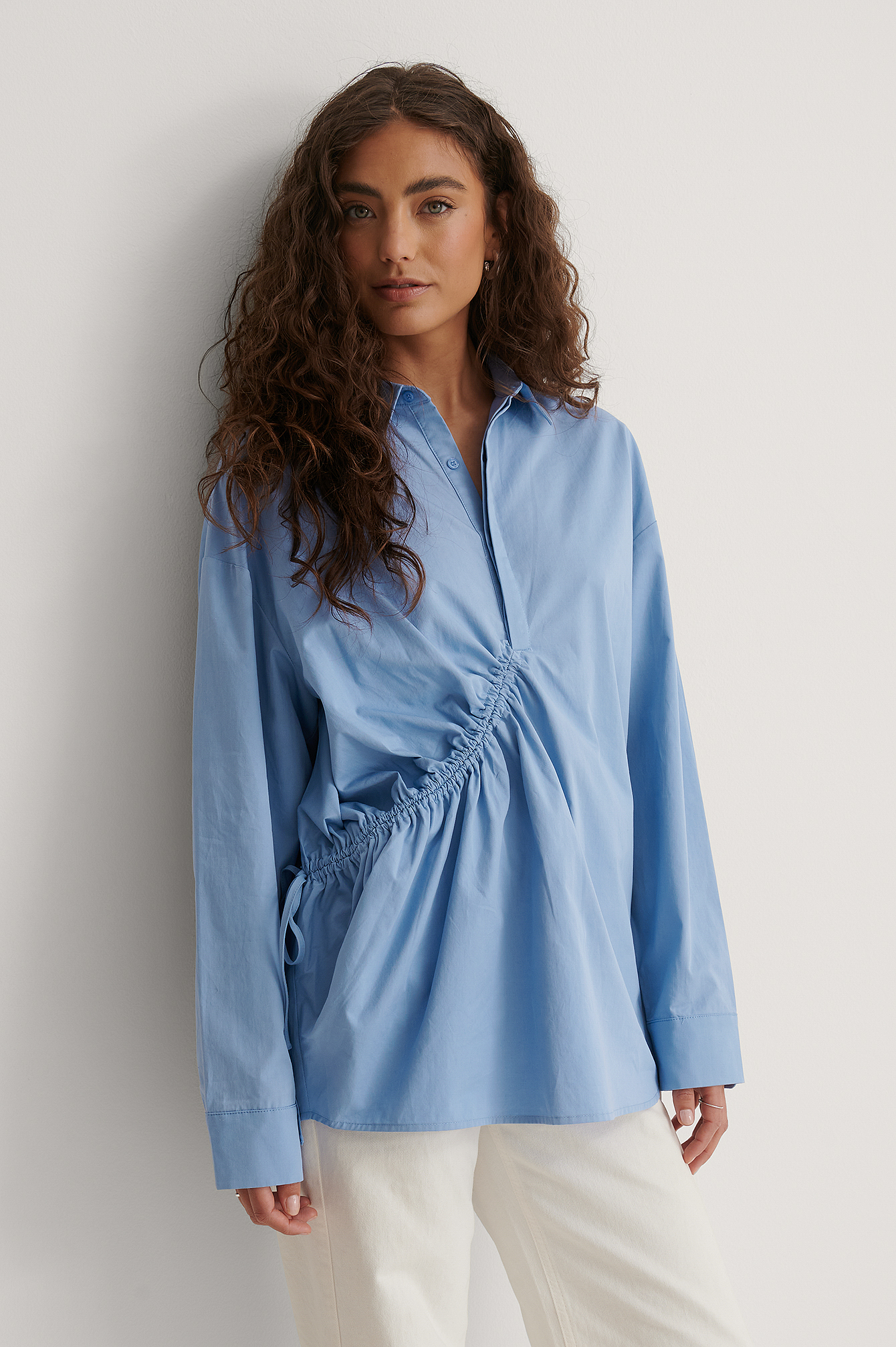 Drawstring Detail Shirt Blue | NA-KD