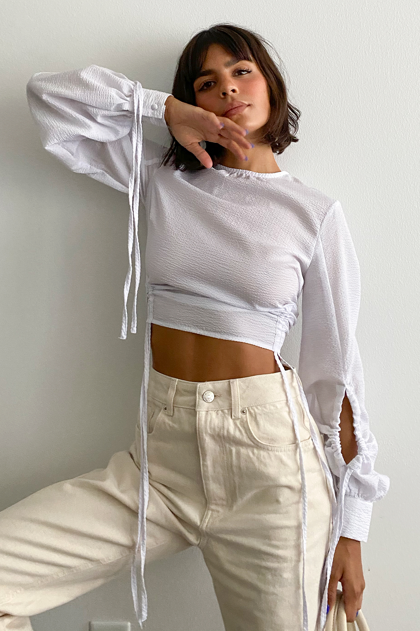 Drawstring Detailed Blouse White | NA-KD