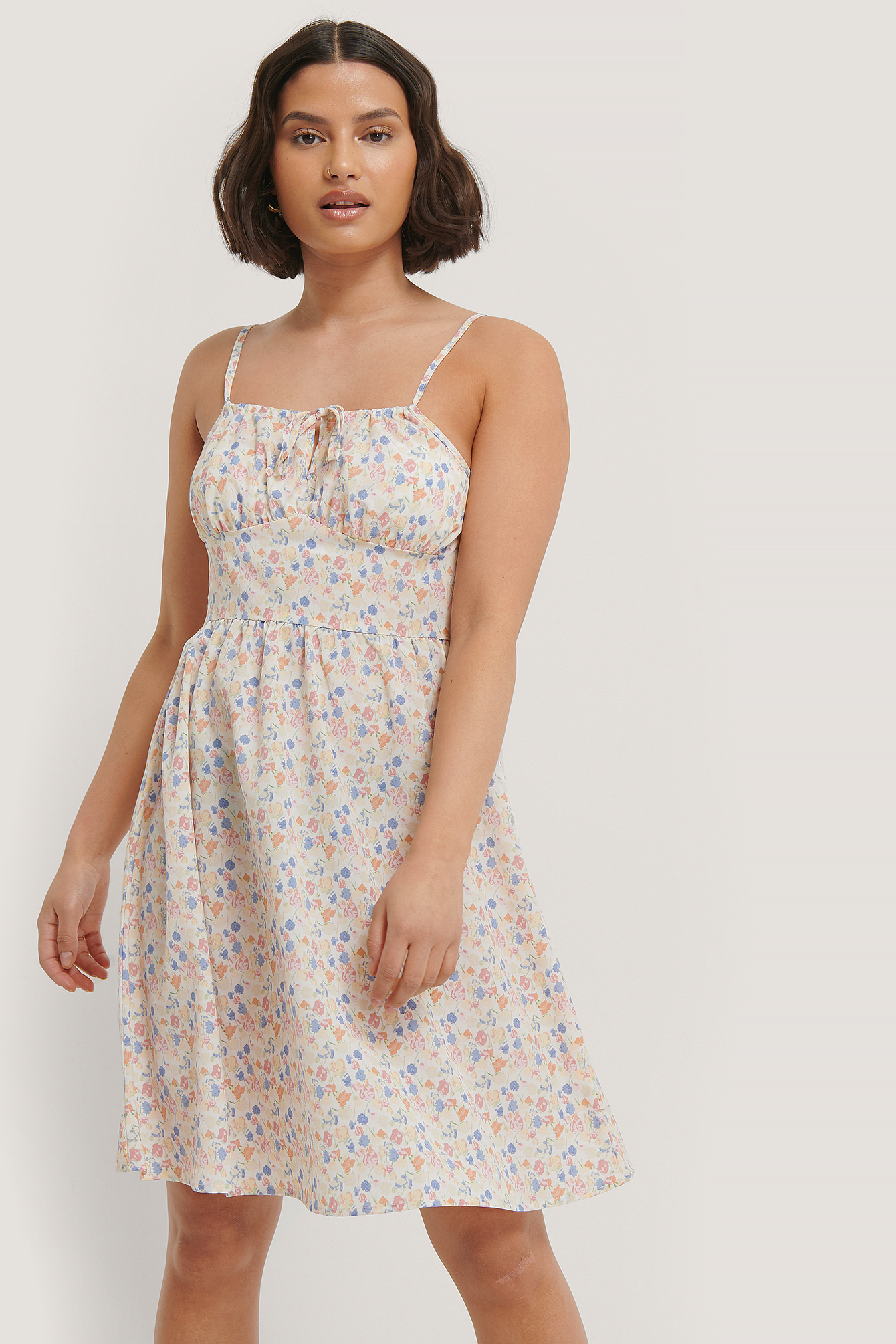 Drawstring Detailed Mini Dress Flower | NA-KD