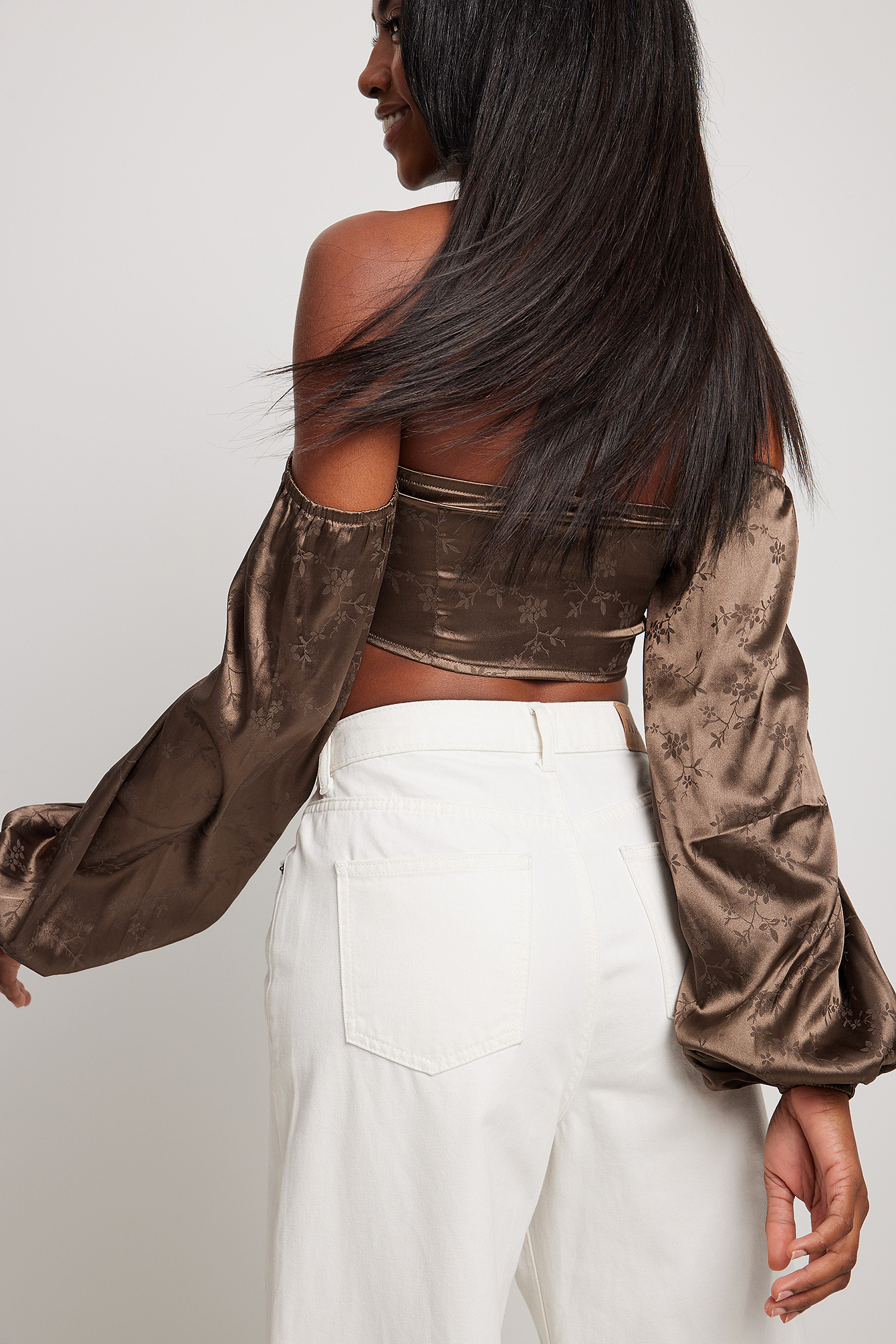 Drawstring Front Satin Blouse Brown | na-kd.com