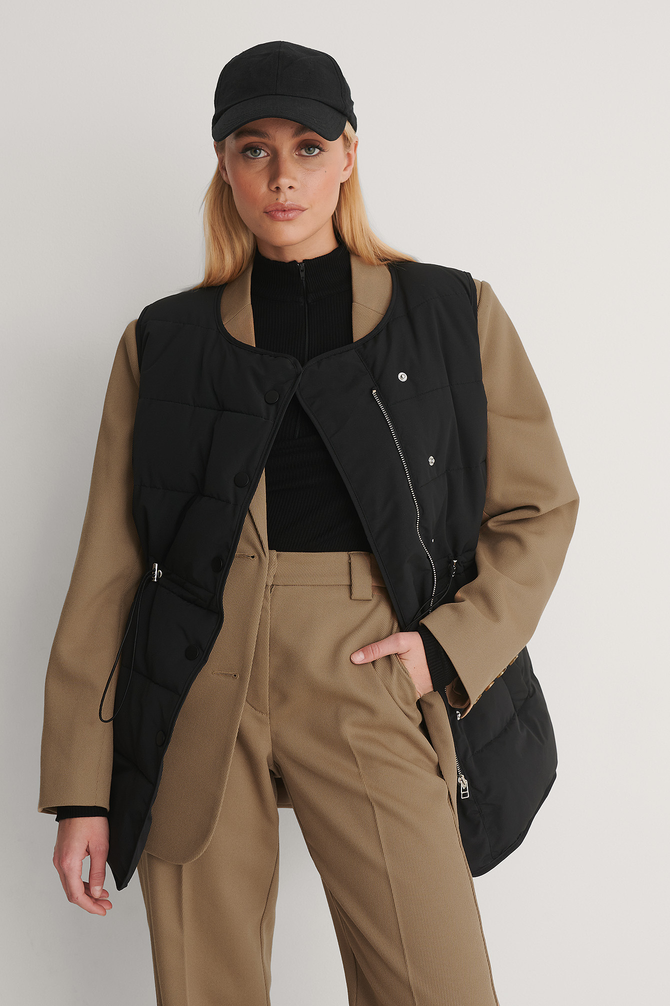 Drawstring Padded Vest Black | na-kd.com