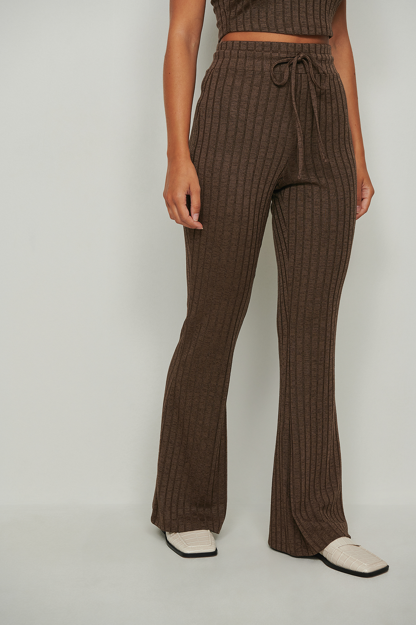 Drawstring Rib Pants Brown | na-kd.com