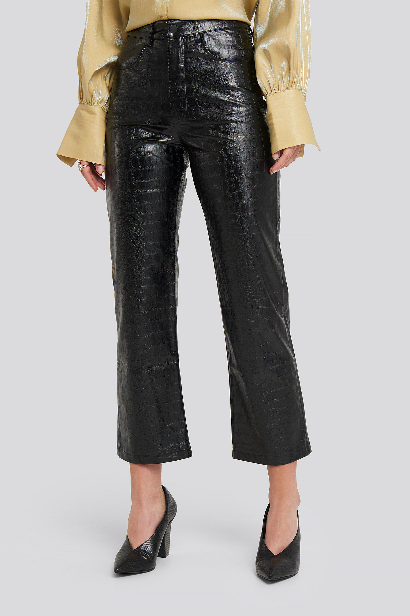 Embossed Croco Pu Pant Schwarz | na-kd.com
