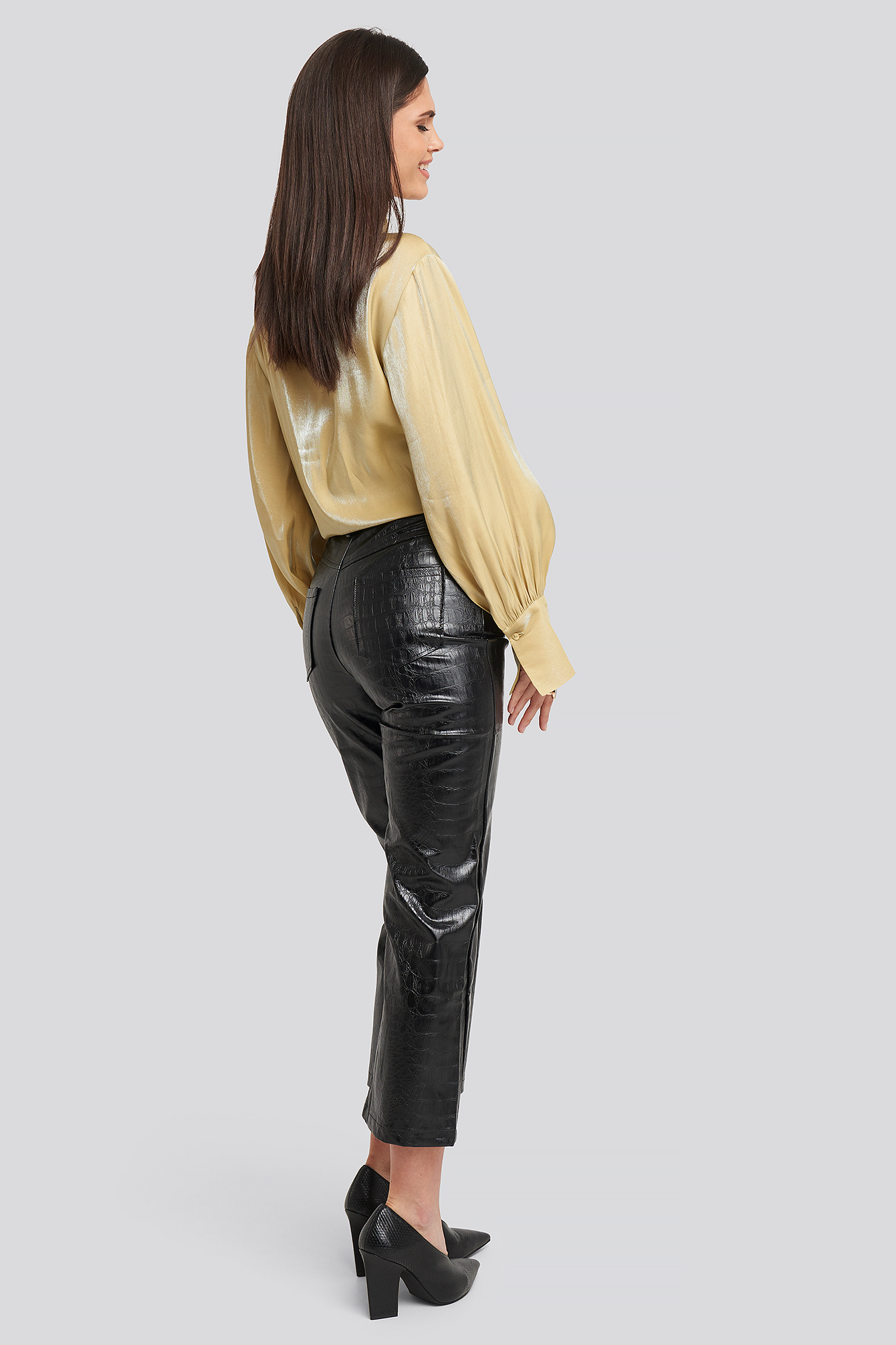 Embossed Croco Pu Pant Schwarz | na-kd.com