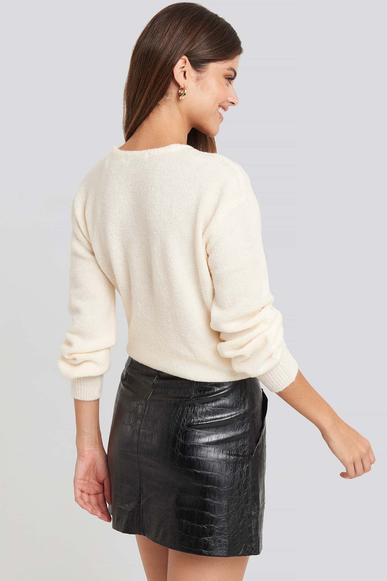 Embossed Croco Pu Mini Skirt Black | na-kd.com