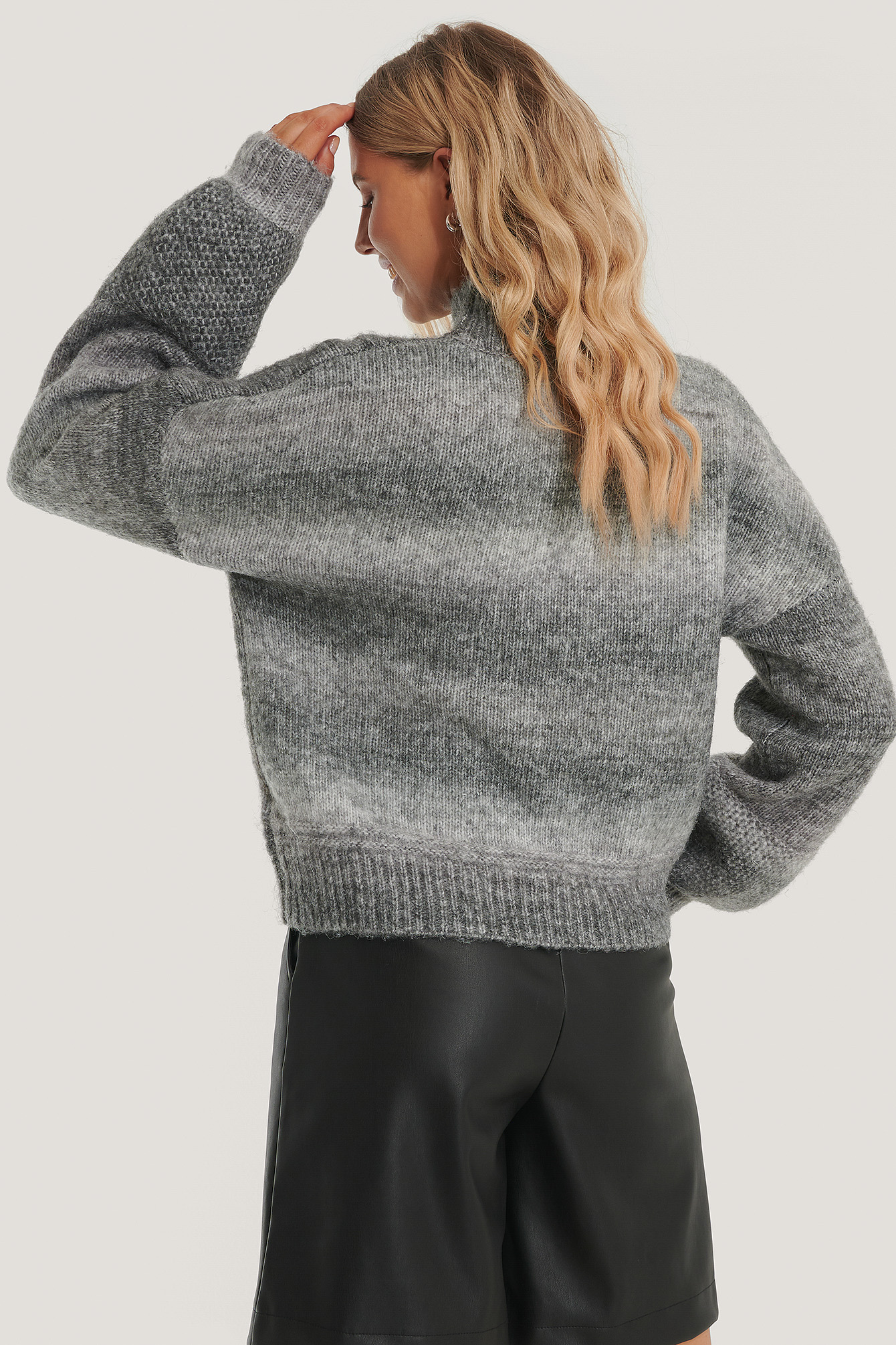 Faded Color Knitted Sweater Grey | na-kd.com