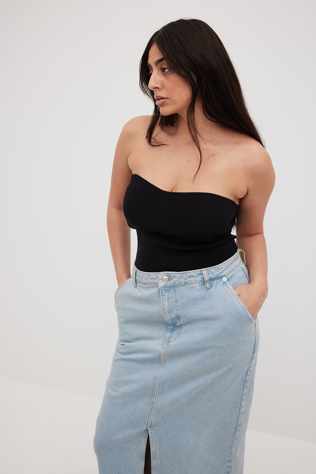 Fine Knitted Tube Top Black | NA-KD
