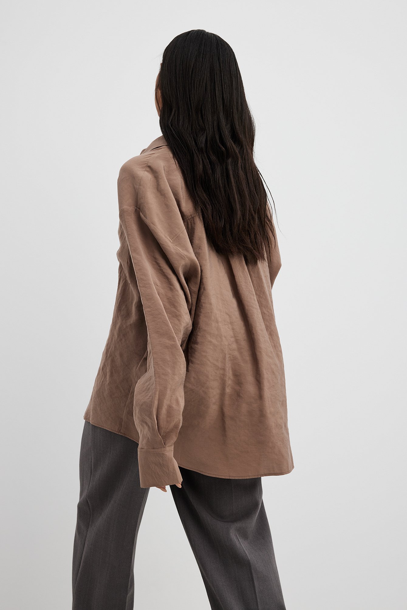 Flowy LS Modal Shirt Brown | NA-KD