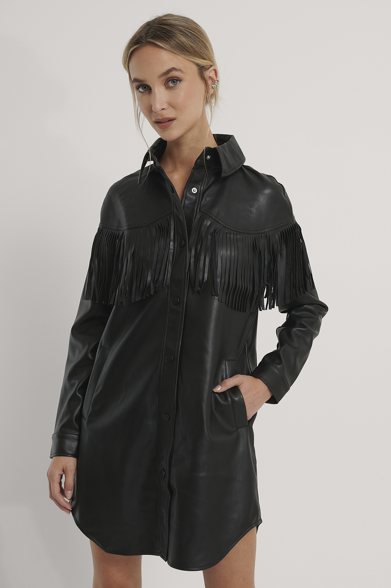 Frill Detail Pu Dress Black | NA-KD
