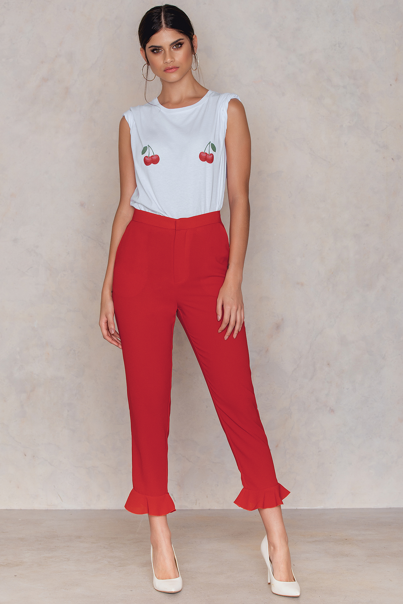 Frill Hem Pants Red | NA-KD
