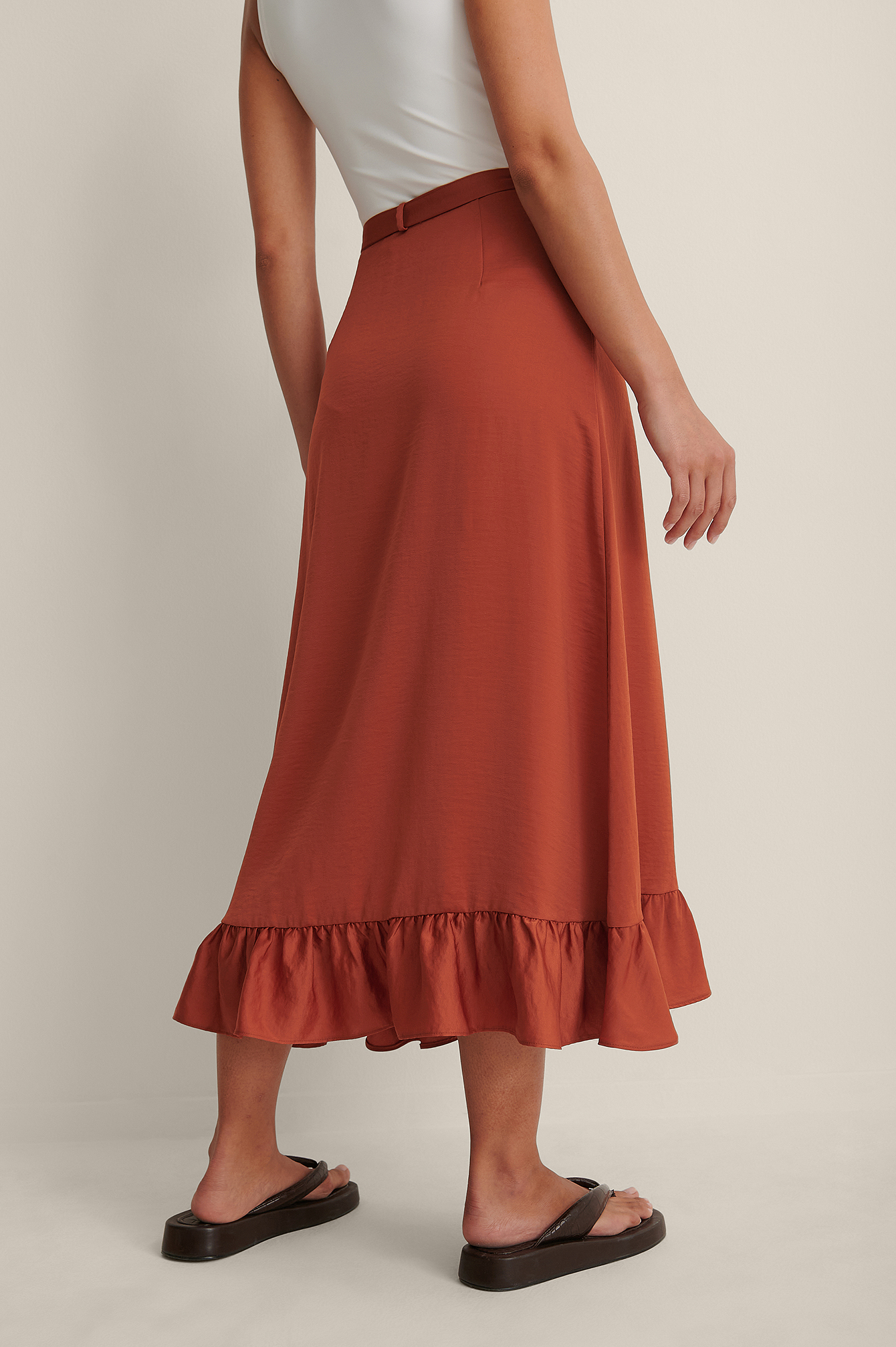 Frill Overlap Skirt Orange Na