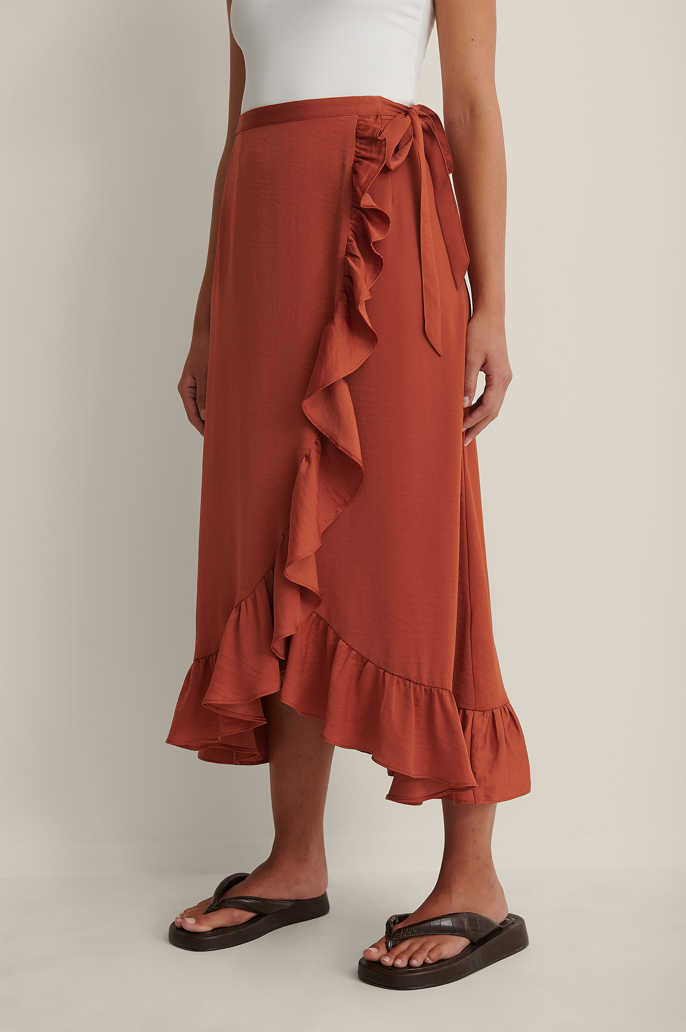Frill Overlap Skirt Orange Na