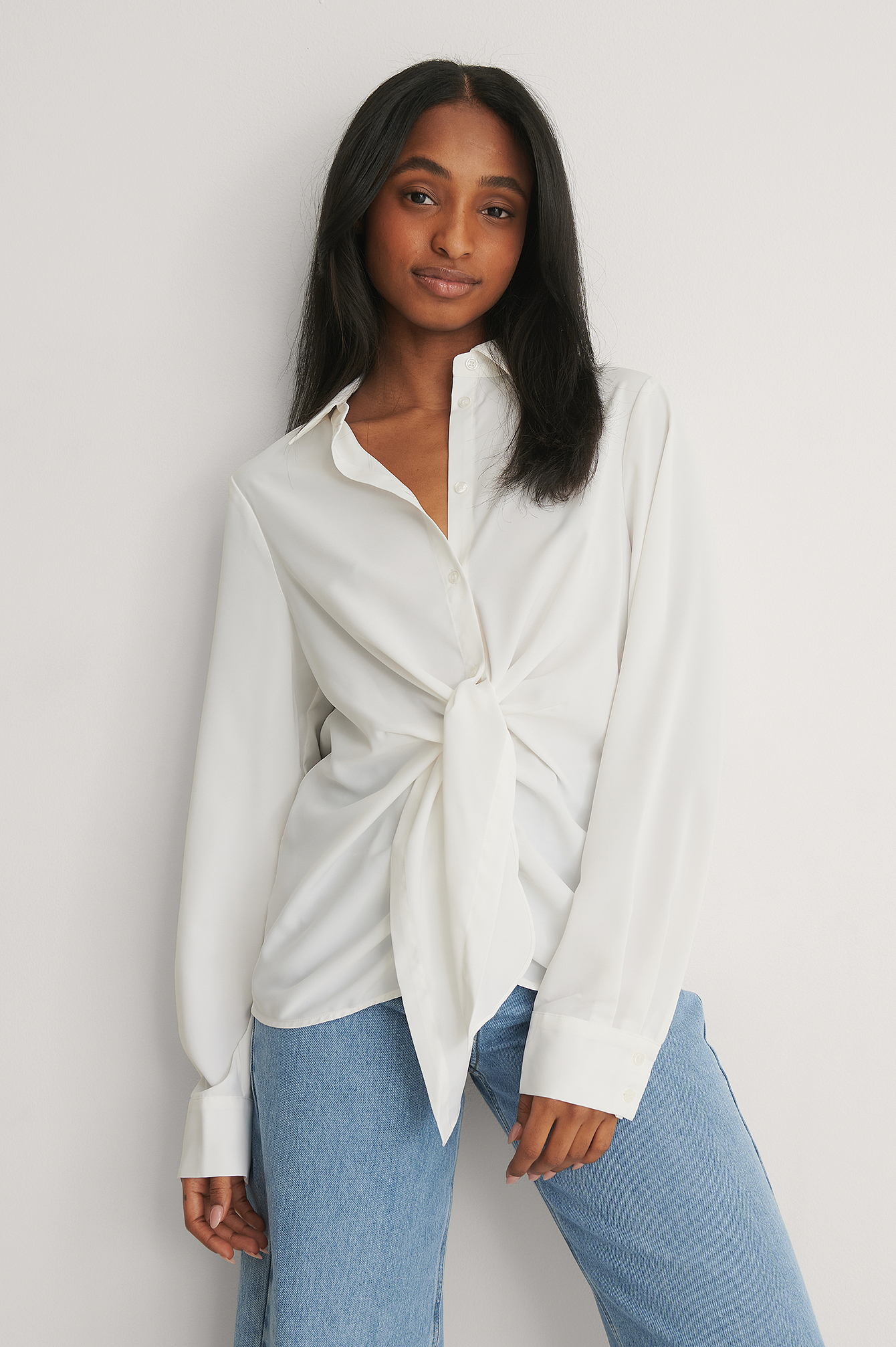 Front Draped Blouse Offwhite | NA-KD
