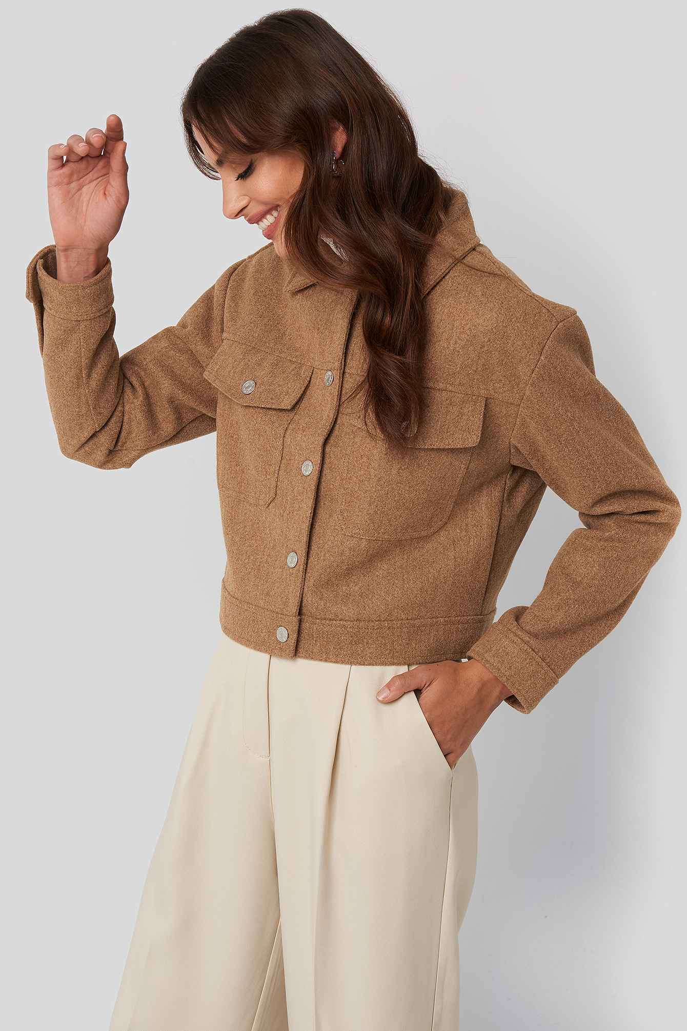 Front Pocket Jacket Beige | NA-KD