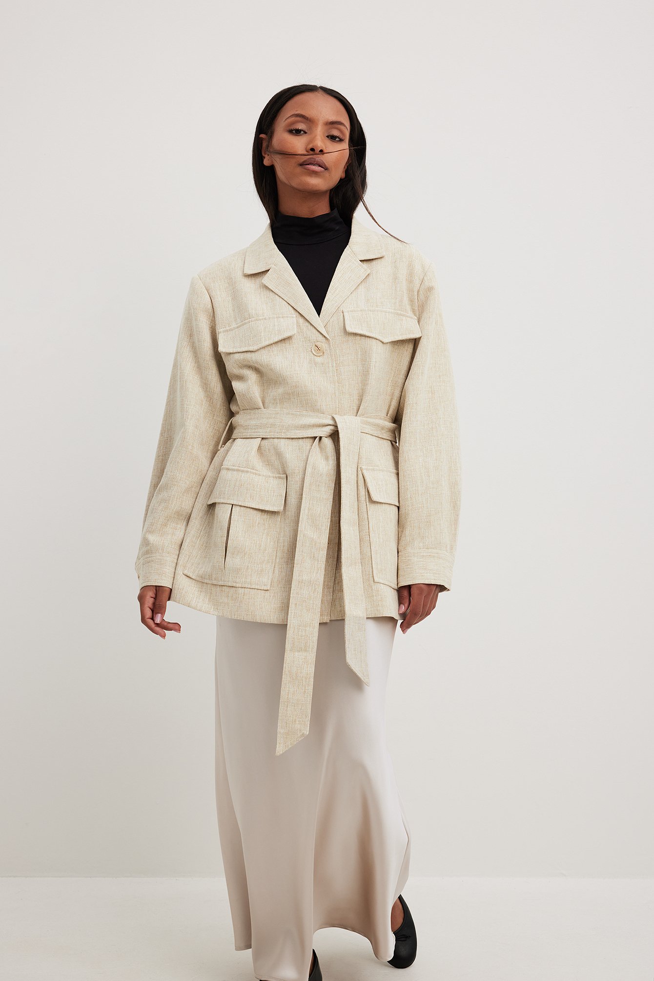 Front Pocket Jacket Beige | NA-KD