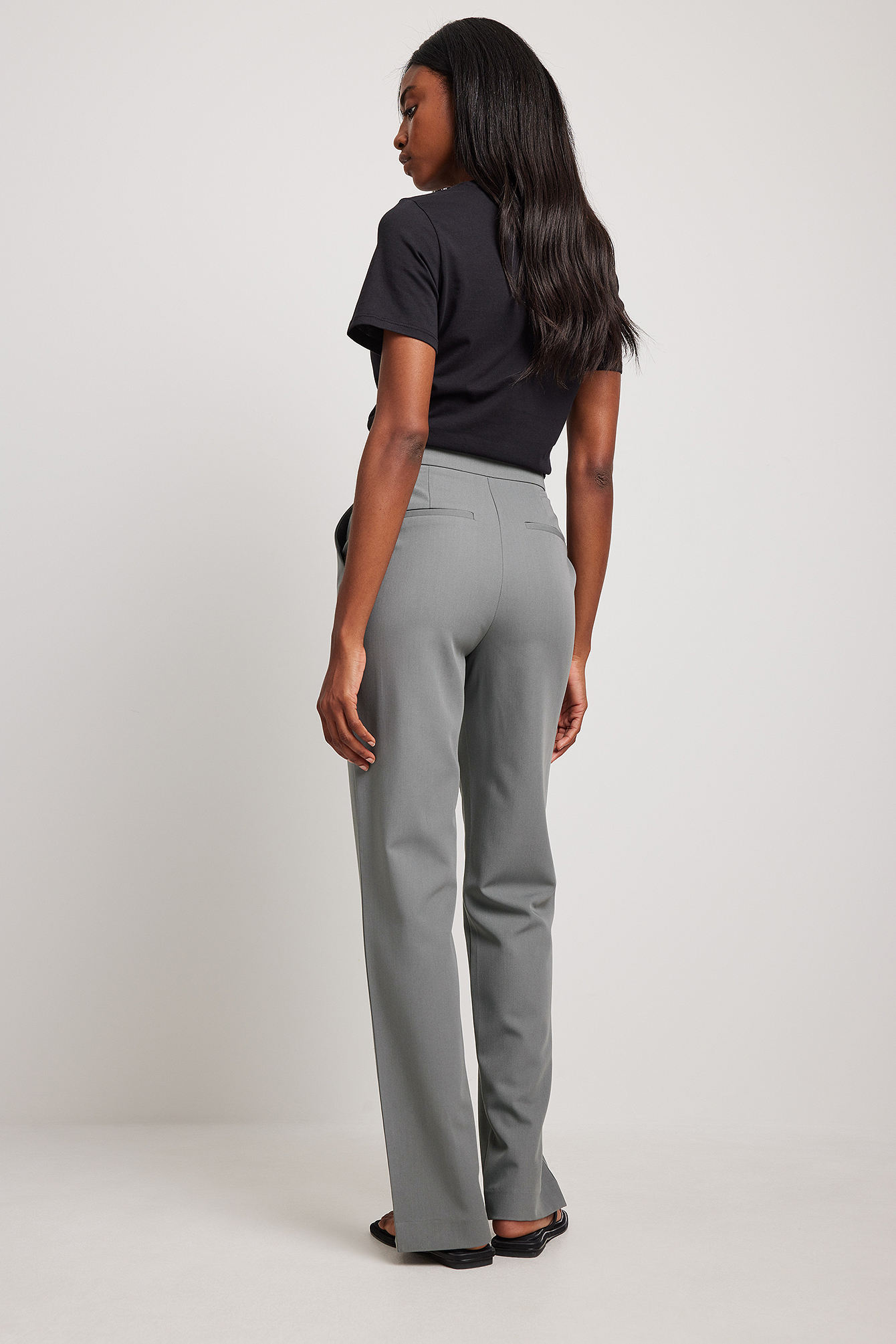 Front Slit Straight Leg Suit Pants Grey | na-kd.com