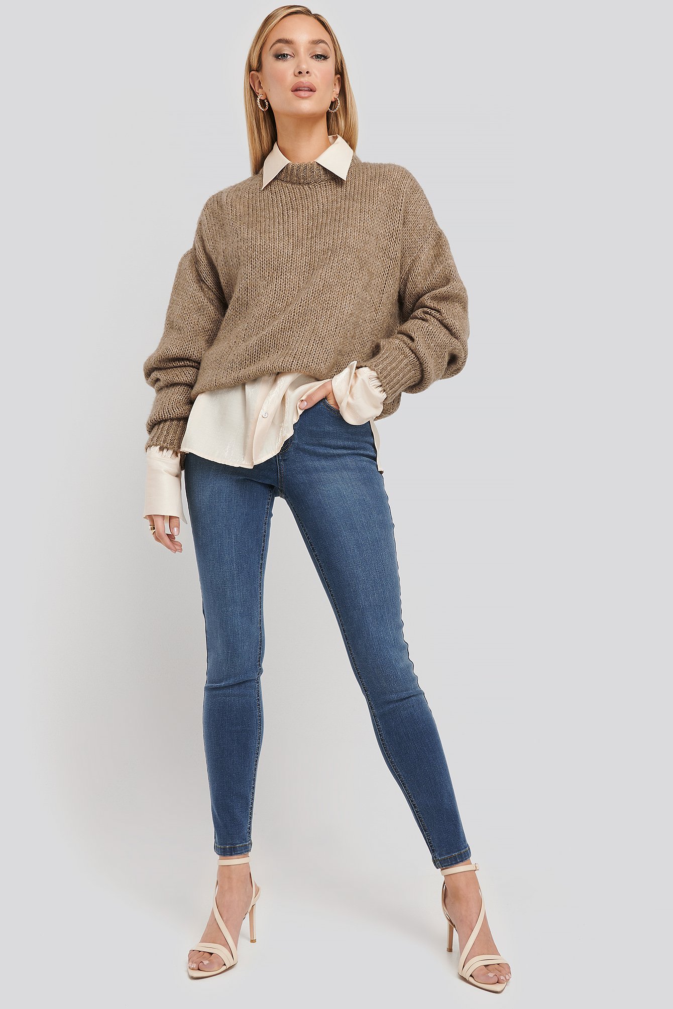 Front Yoke Skinny Jeans Blue | NA-KD