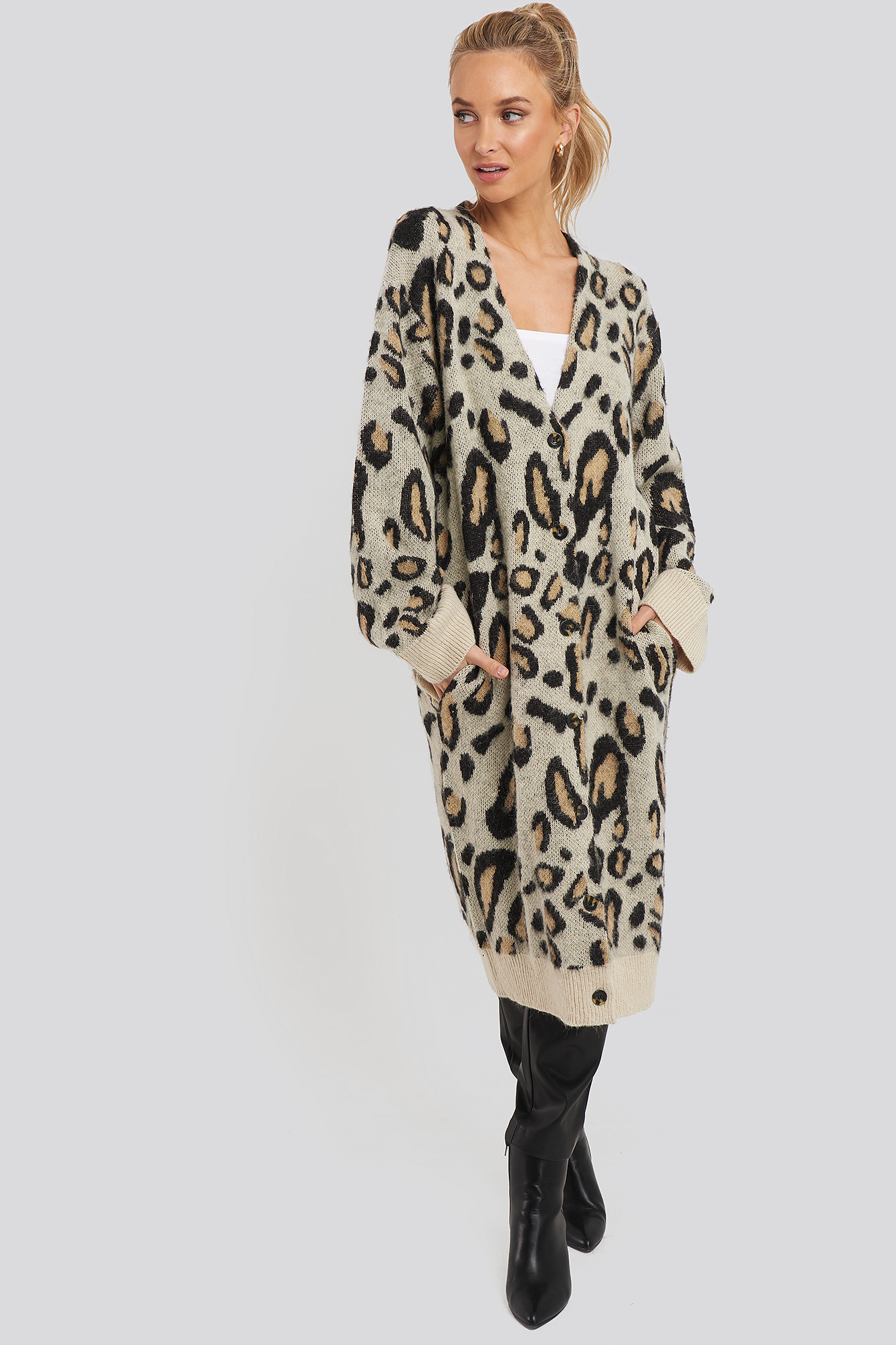 Hairy Wool Blend Leo Cardigan Multicolor | NA-KD