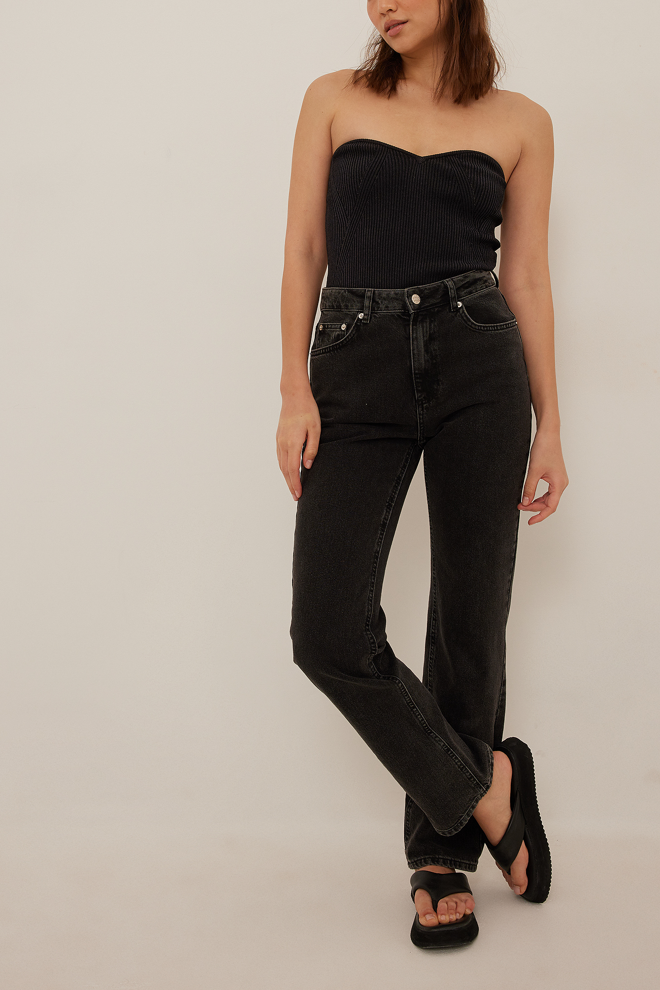 Heart Shaped Knitted Tube Top Black | na-kd.com